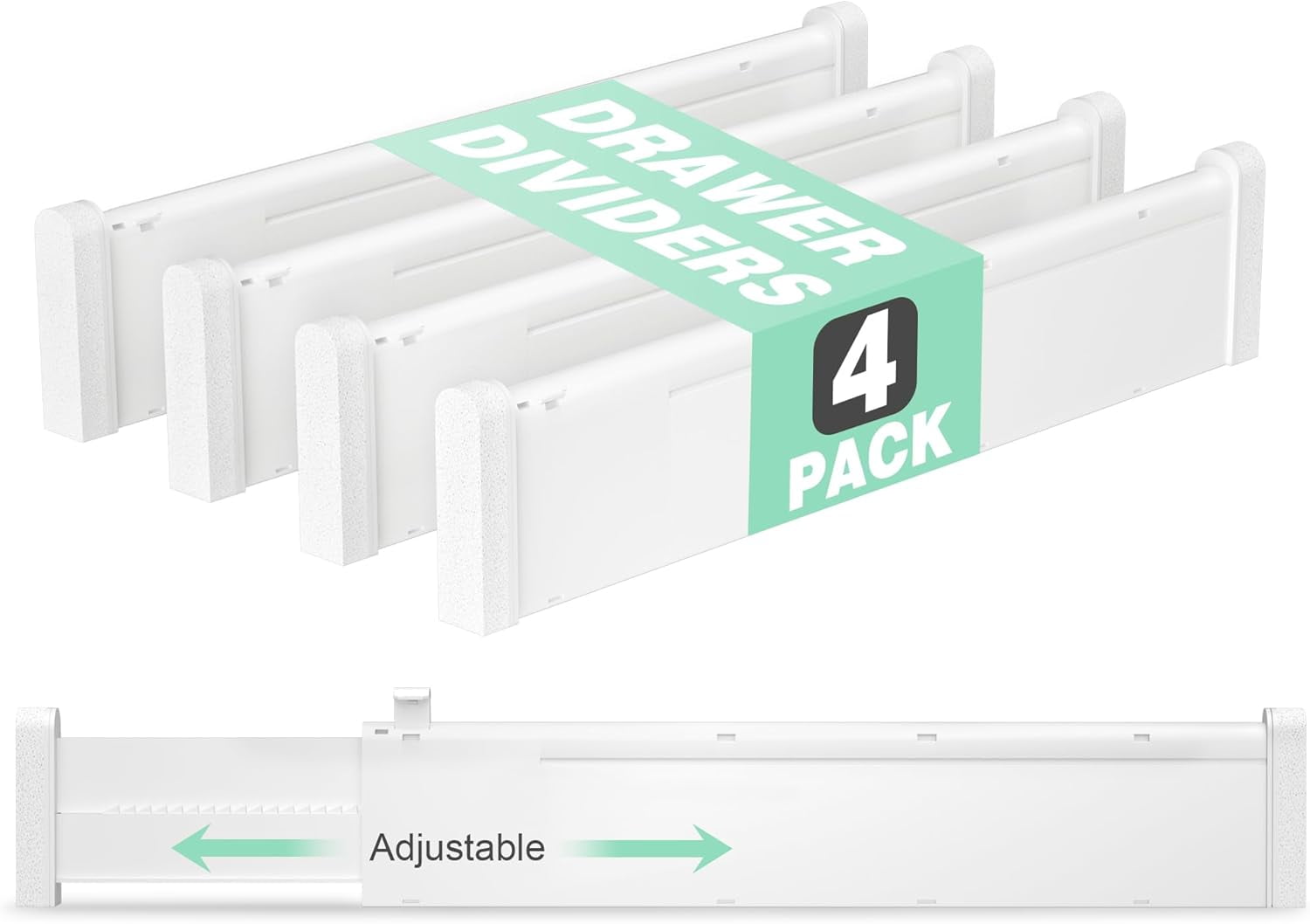 Expandable Drawer Dividers 4 Pack, 2.36" High, 12.6-22.8'' Drawer ...