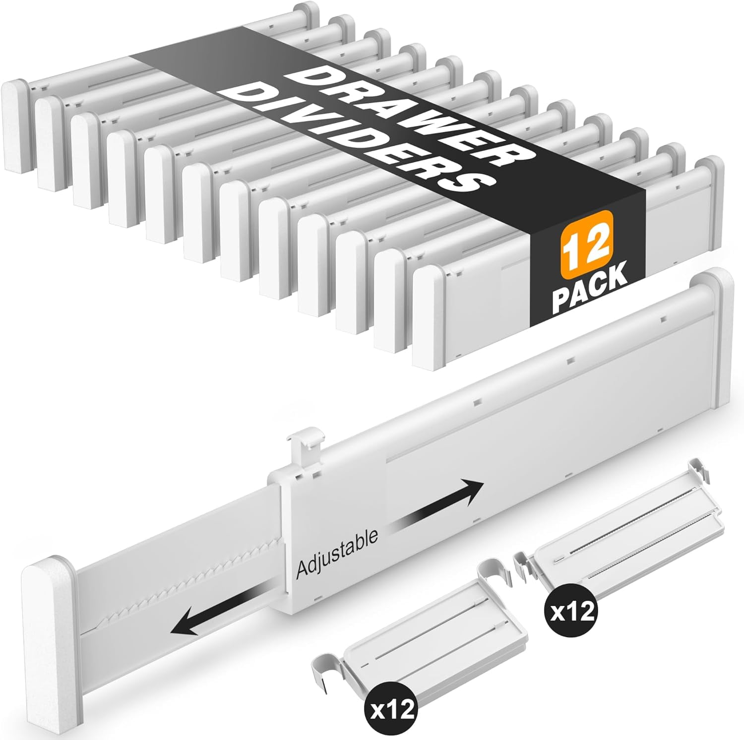 Expandable Drawer Dividers with Inserts - Adjustable Drawer Organizers ...