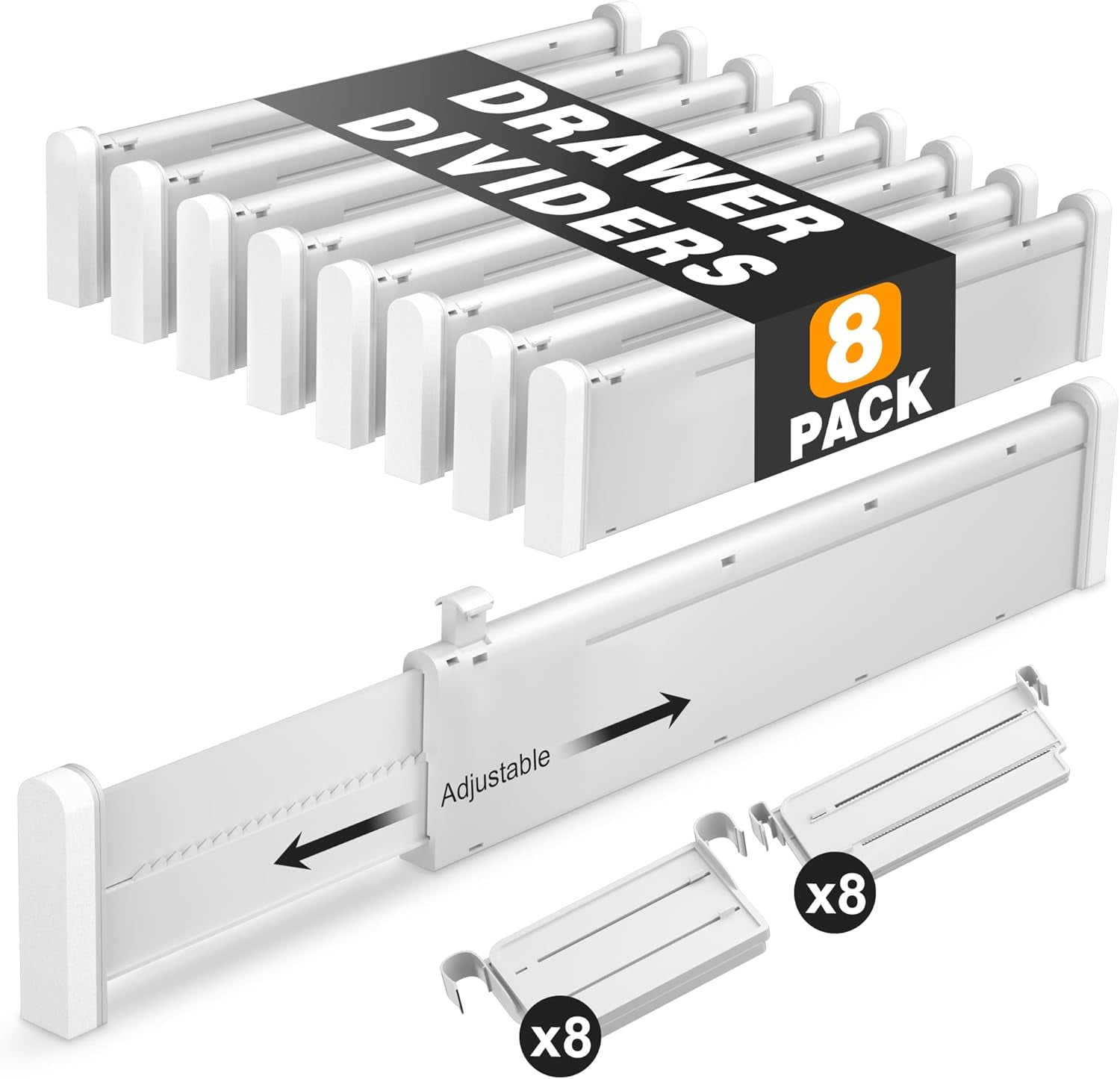 Expandable Drawer Dividers with Inserts - Adjustable Drawer Organizers ...