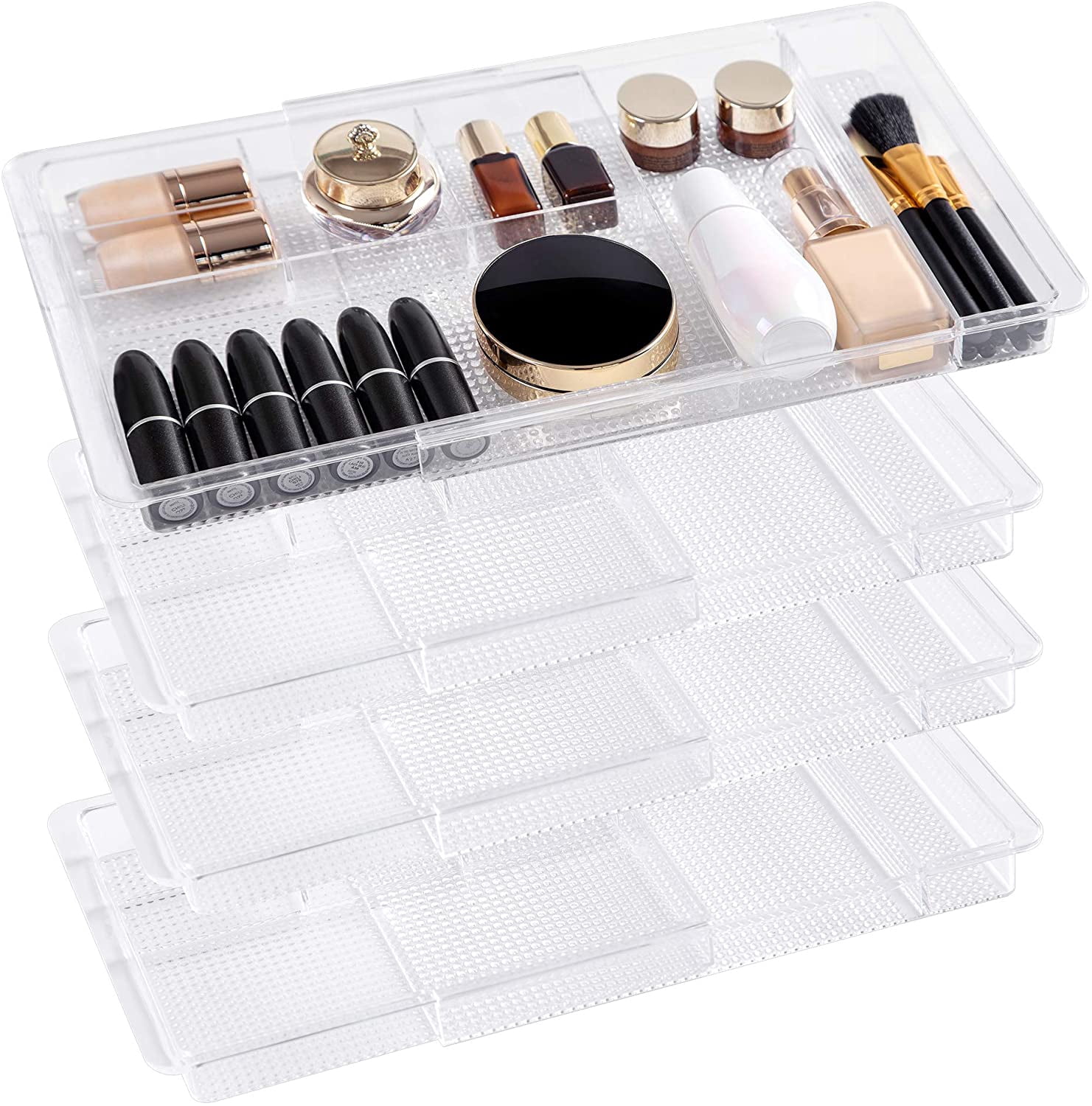Expandable Drawer Organizer 11.1” to 19.2” Width, Shallow Cosmetic ...