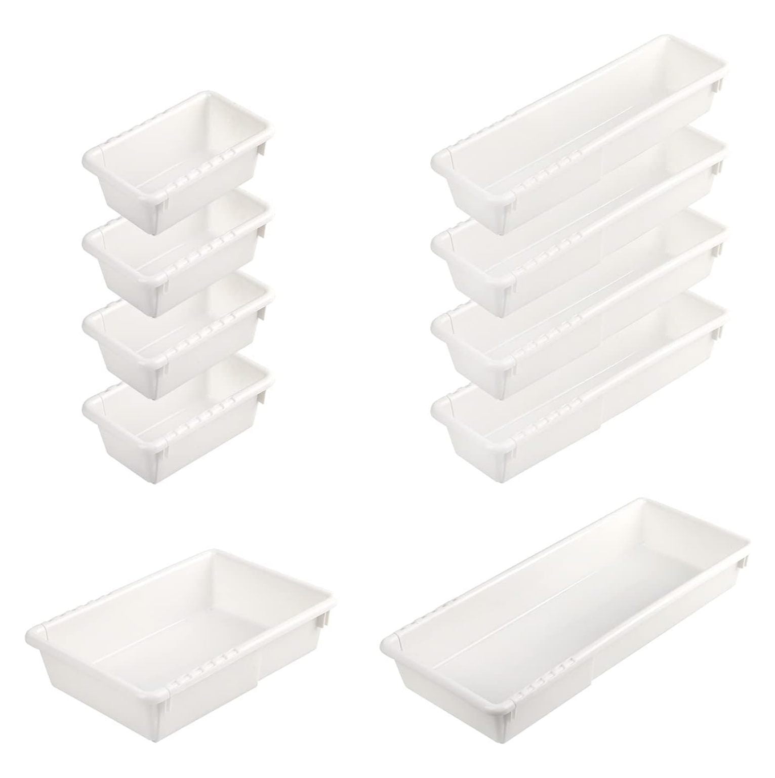 Expandable Drawer Organizer and Storage Bins Set of 10 Plastic Divider ...