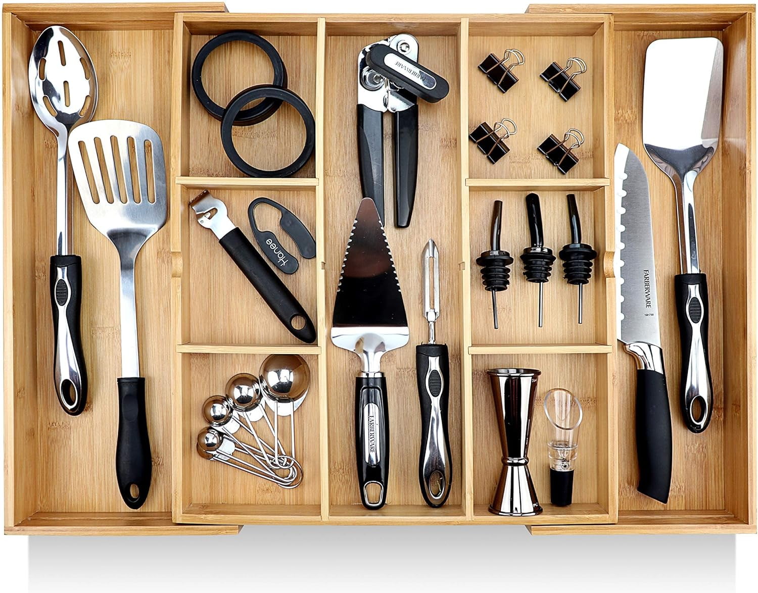 Expandable Drawer Organizers for Kitchen - Extra Deep Non-Slip 17” x 14 ...