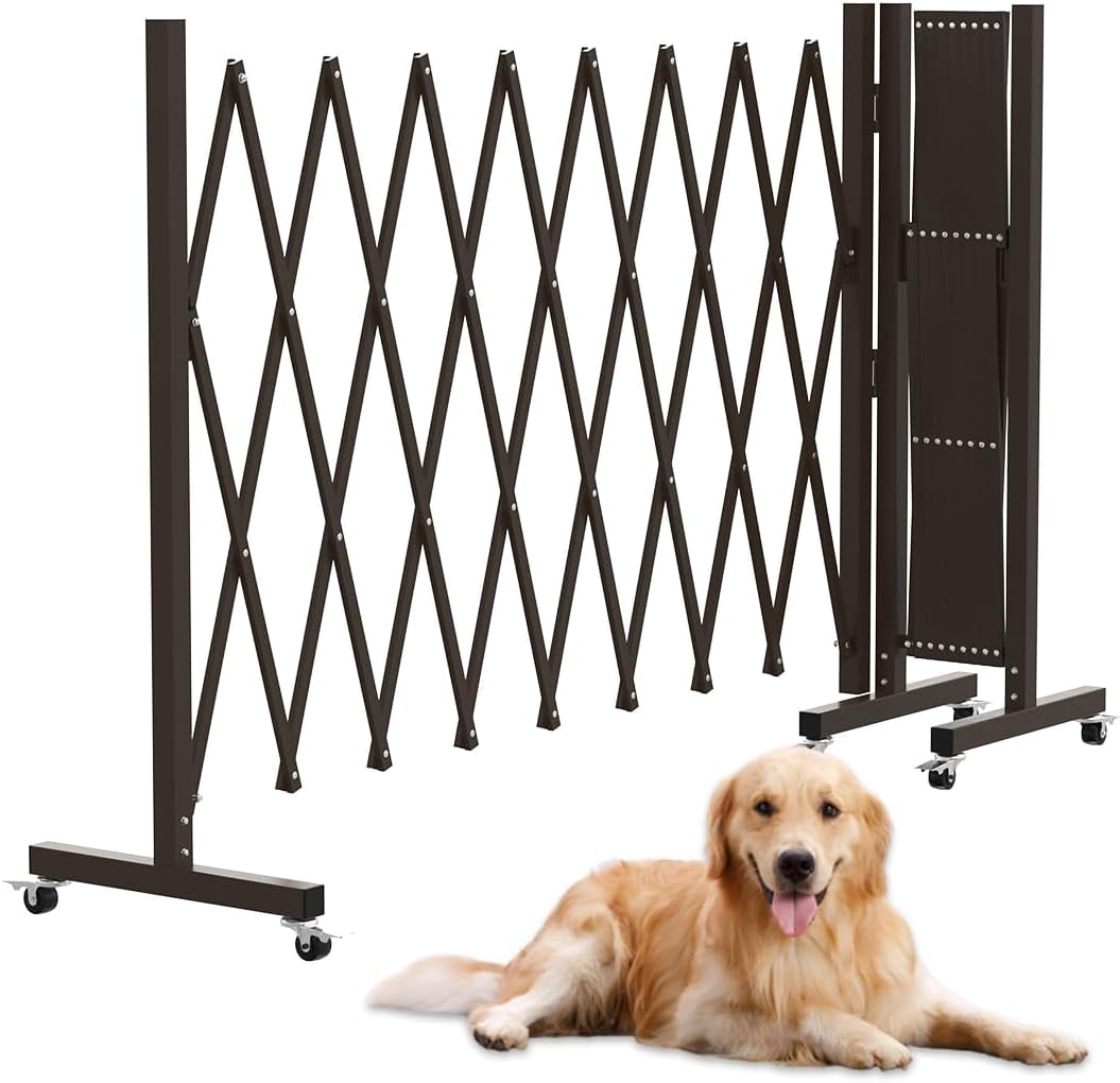 Expandable Driveway Gate, Portable Barricade Gate with Casters, Metal ...