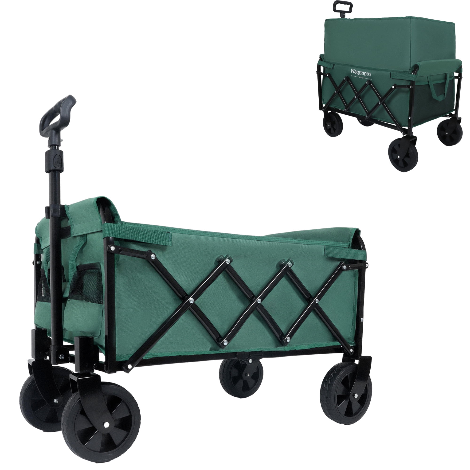 Expandable Dual-Layer Utility Wagon Grocery Cart for Camping, Shopping ...