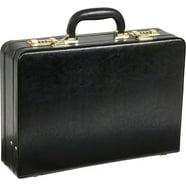 LYS Black Vinyl Attaché Briefcase - Expandable Organizer for Documents ...