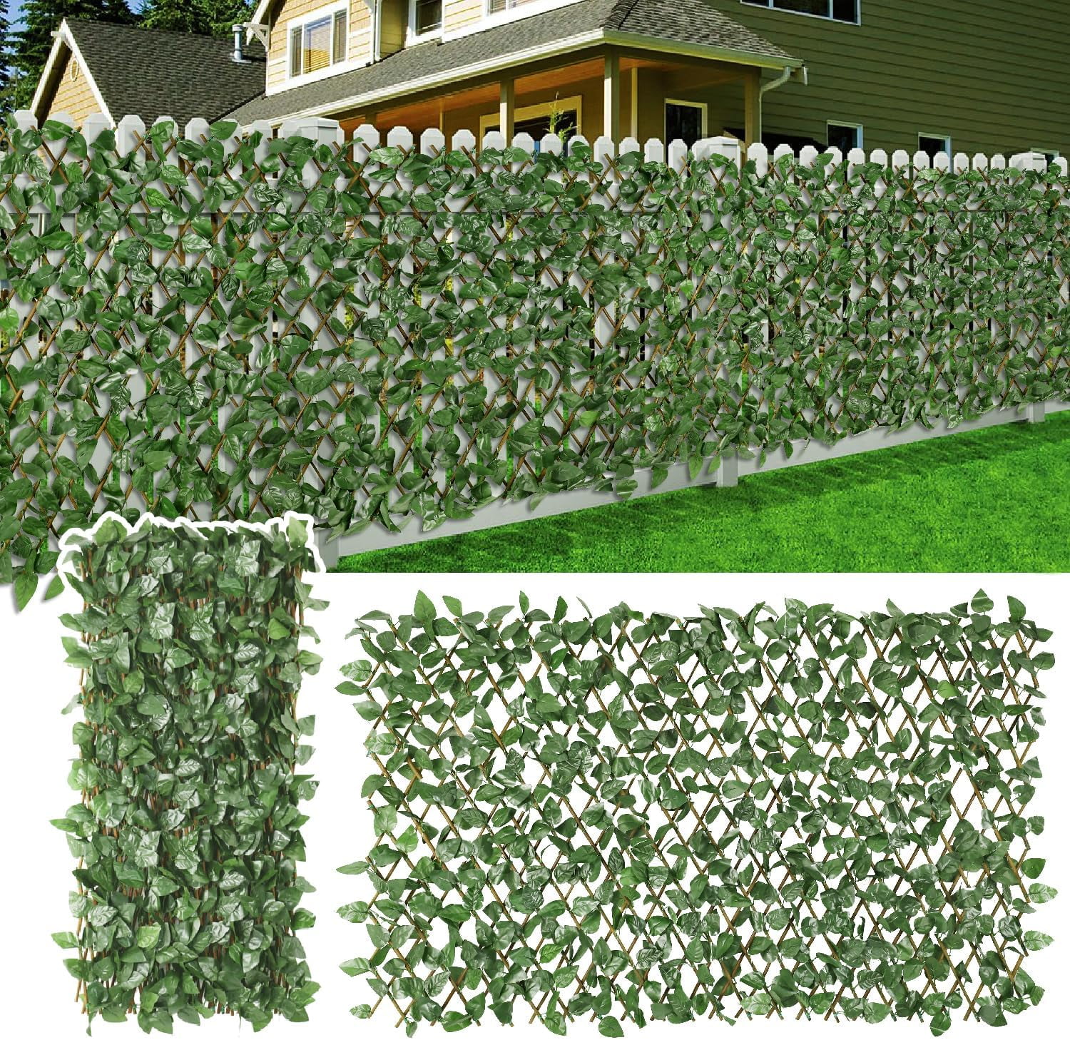 Expandable Faux Ivy Privacy Fence Screen-1Pc Greenery Wall Backdrop Grass Panels Retractable ...