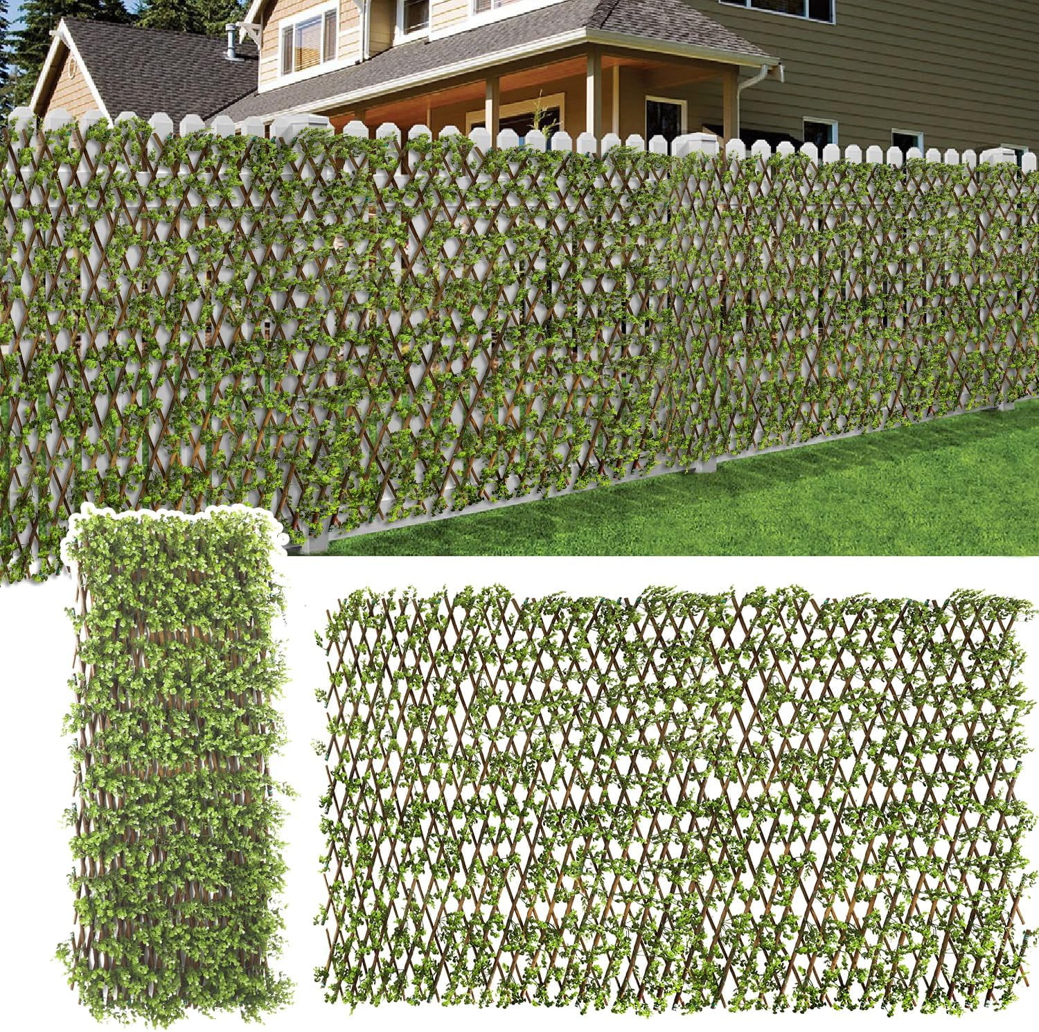 Expandable Faux Ivy Privacy Fence Screen-6Pcs Greenery Wall Backdrop ...