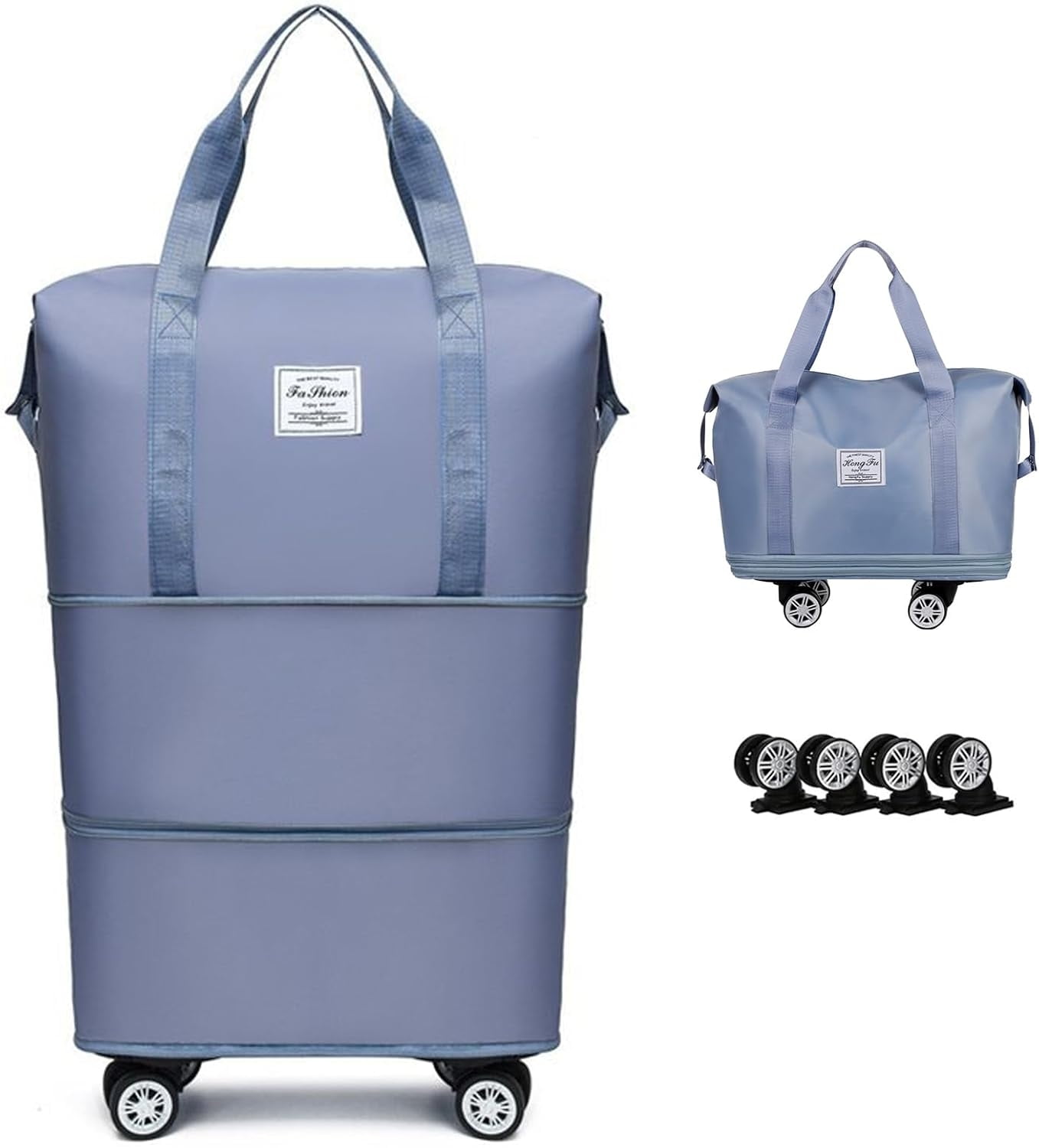 Expandable & Foldable Rolling Duffle Bag with Wheels, Large Capacity ...