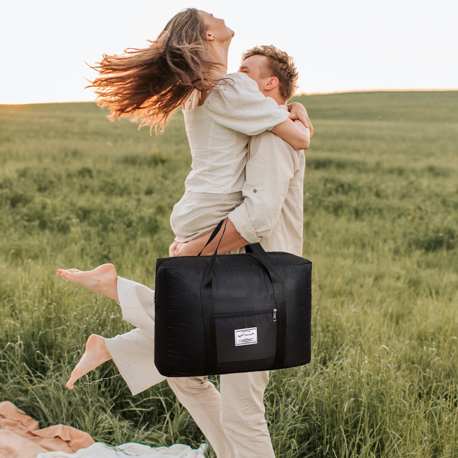 Expandable Foldable Travel Duffel Bag Collapsible Carry On Bag with ...