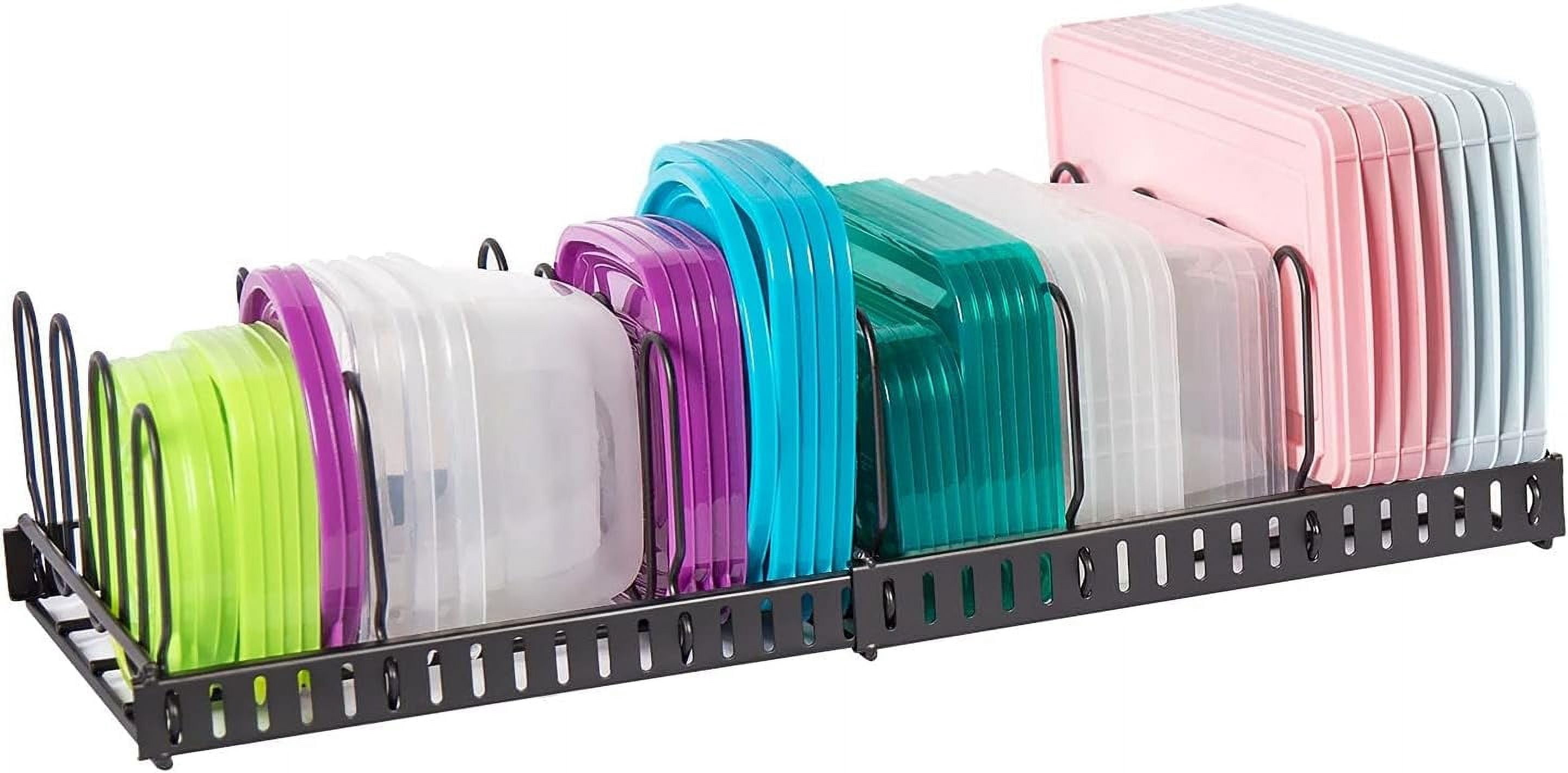 Expandable Food Container Lid Organizer,Large Capacity Adjustable 8 ...