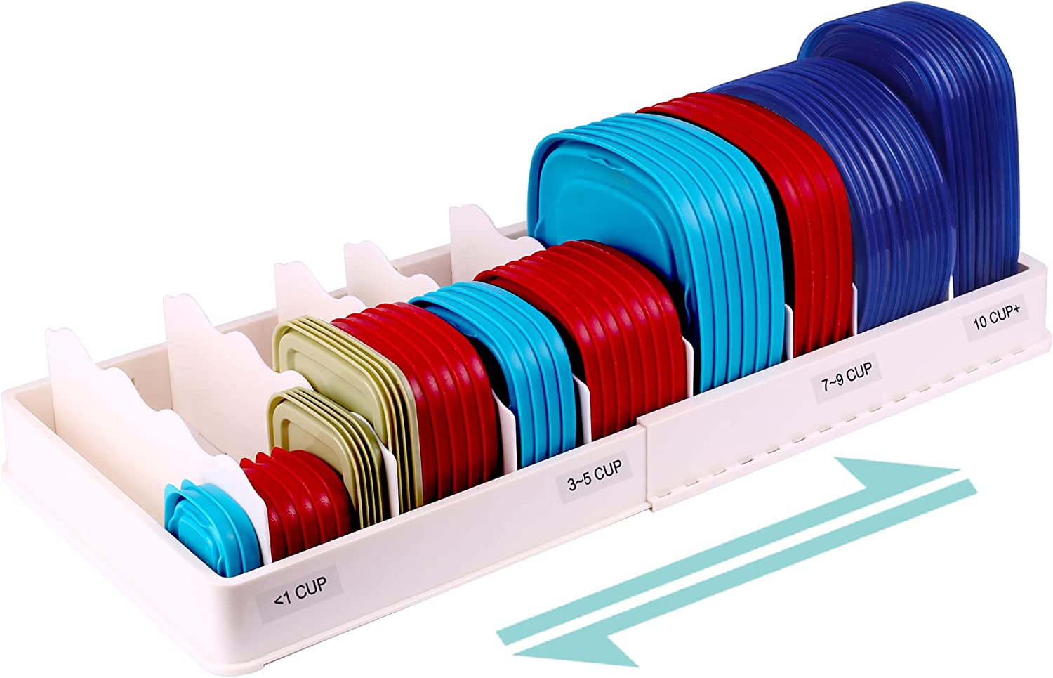 Expandable Food Storage Container Lid Organizer, Includes 8 Adjustable ...