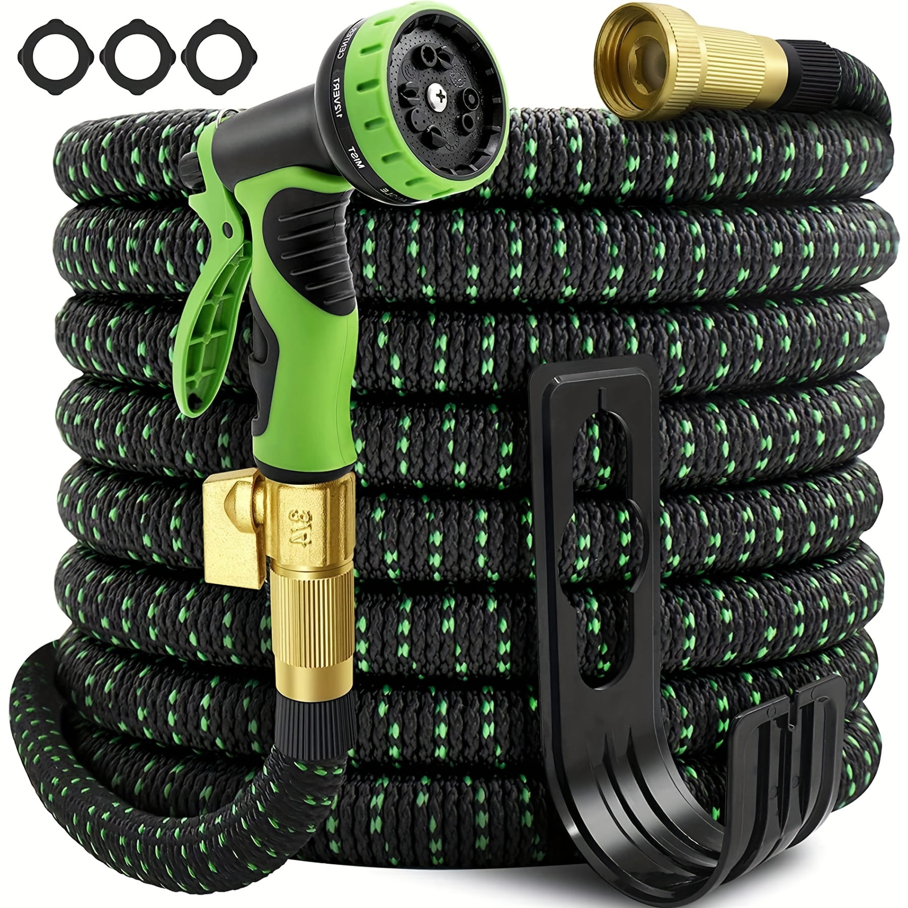 Expandable Garden Hose 100 ft Water Hose with 10 Function Spray Nozzle ...