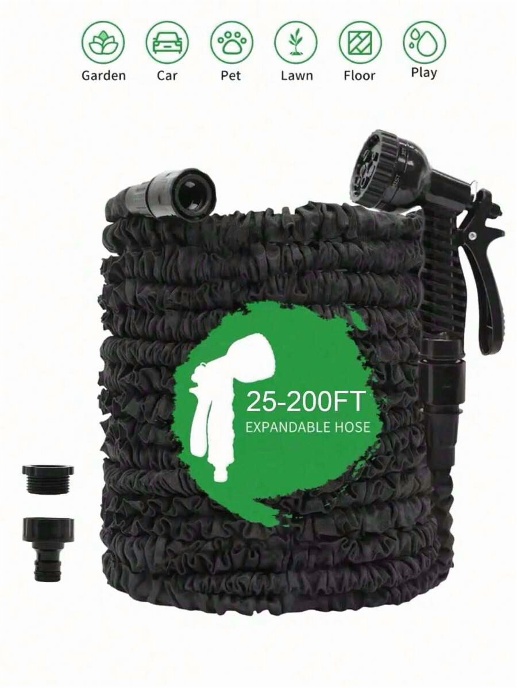 Expandable Garden Hose with High-Pressure Spray Nozzle - Heavy Duty ...