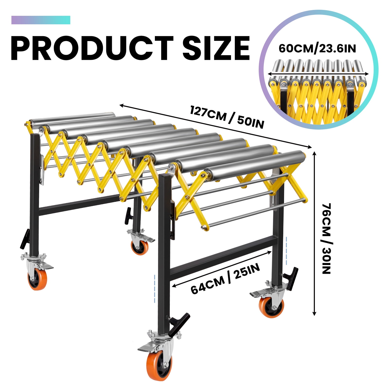 Expandable Gravity Roller Conveyor with Adjustable Height & Locking ...