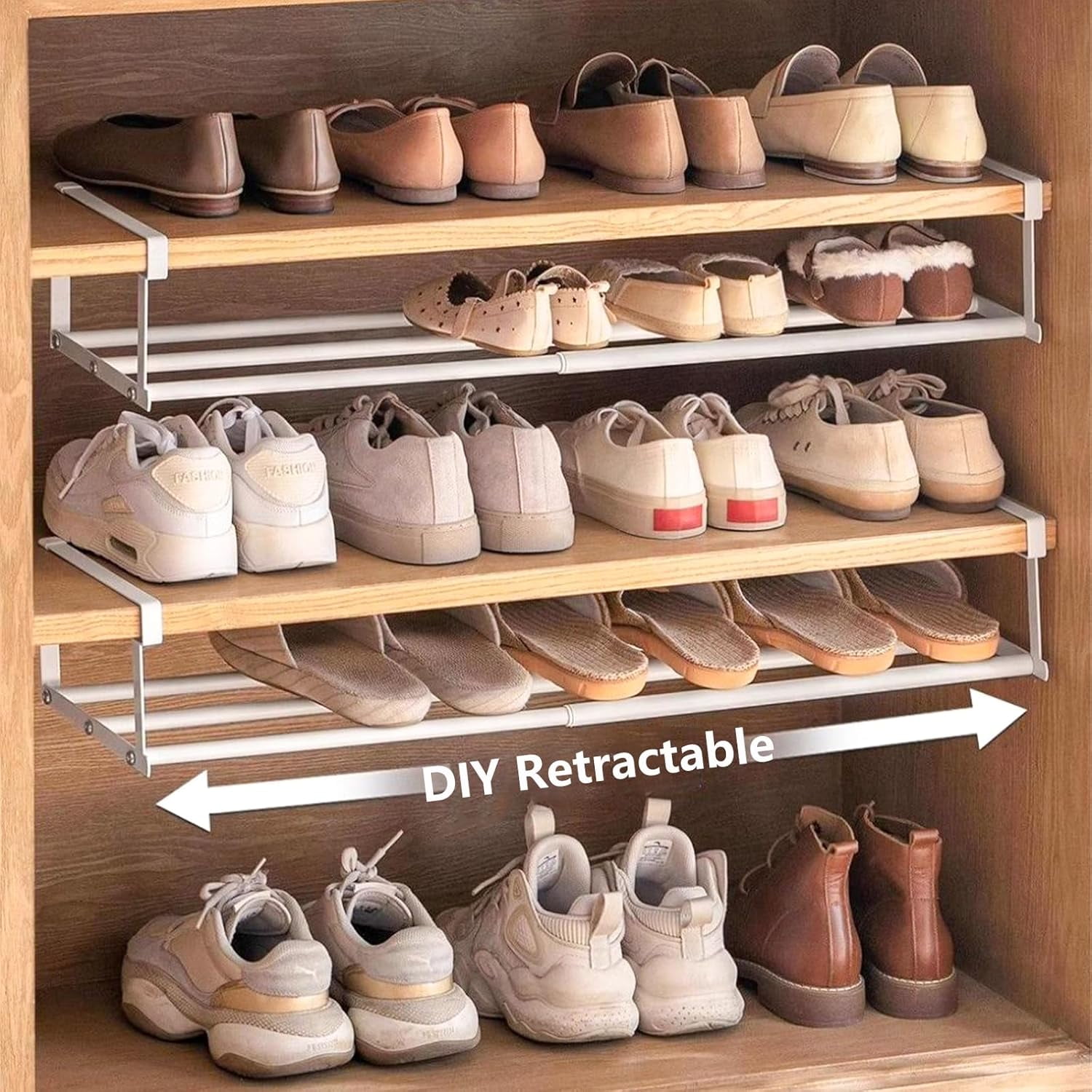 Expandable Hanging Shoe Rack Organizer for Closet, Adjustable Shoe Rack ...