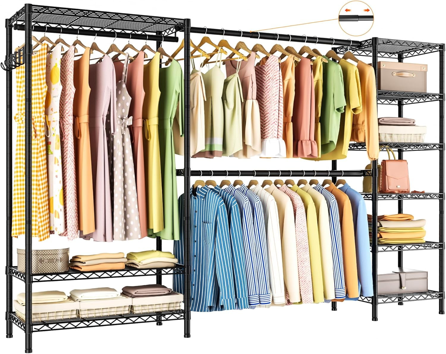 Expandable Heavy Duty Garment Rack Clothes Rack,Large Metal Closet ...