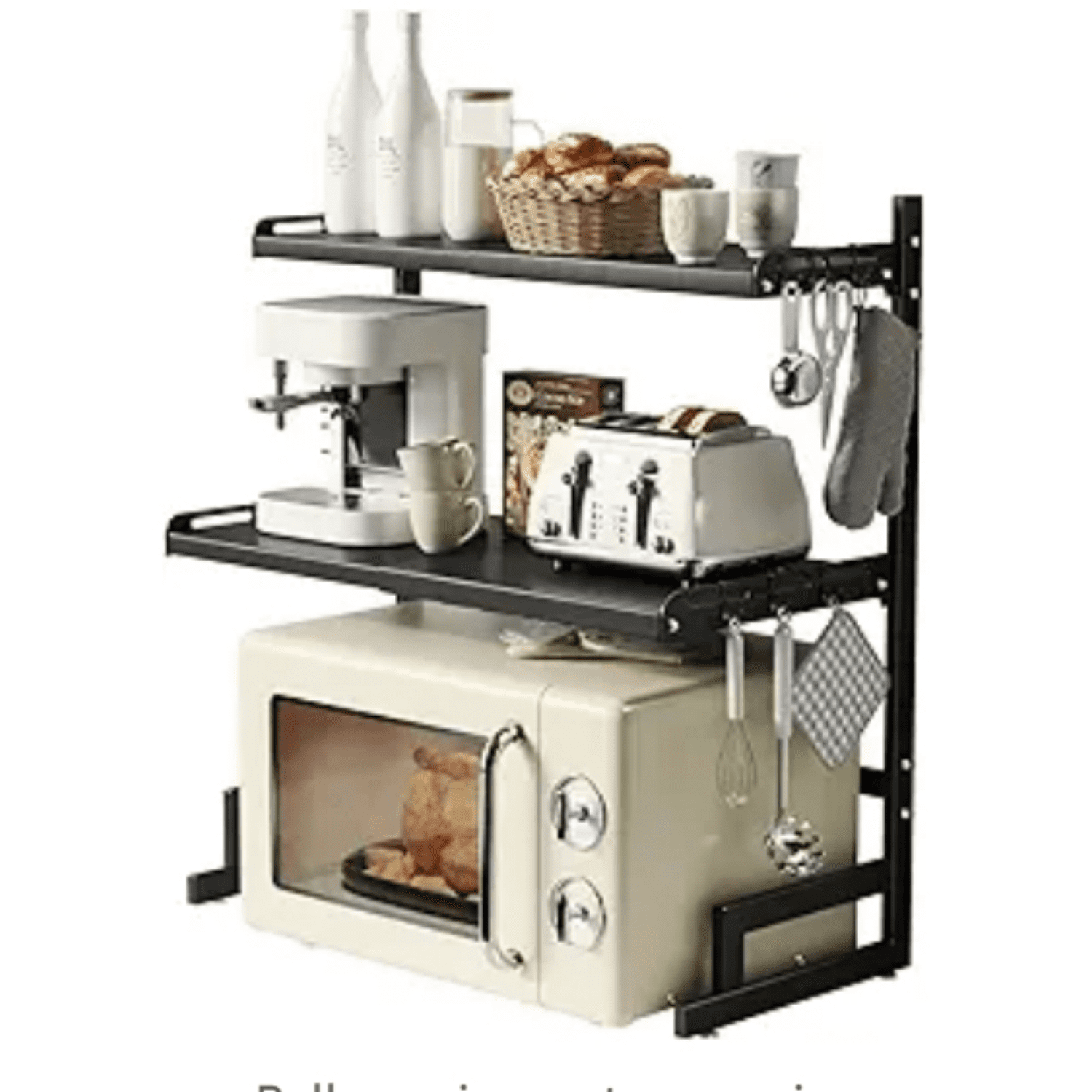 Expandable And Height Adjustable Microwave Oven Rack, 3-Tier Shelf Heavy Duty Stand Countertop ...