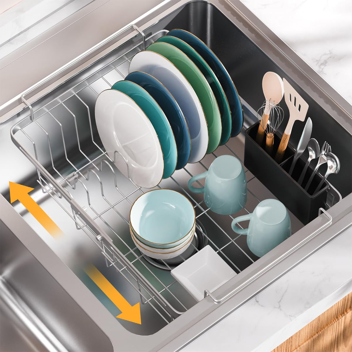 Expandable In Sink Dish Drying Rack Adjustable Stainless Steel Over ...
