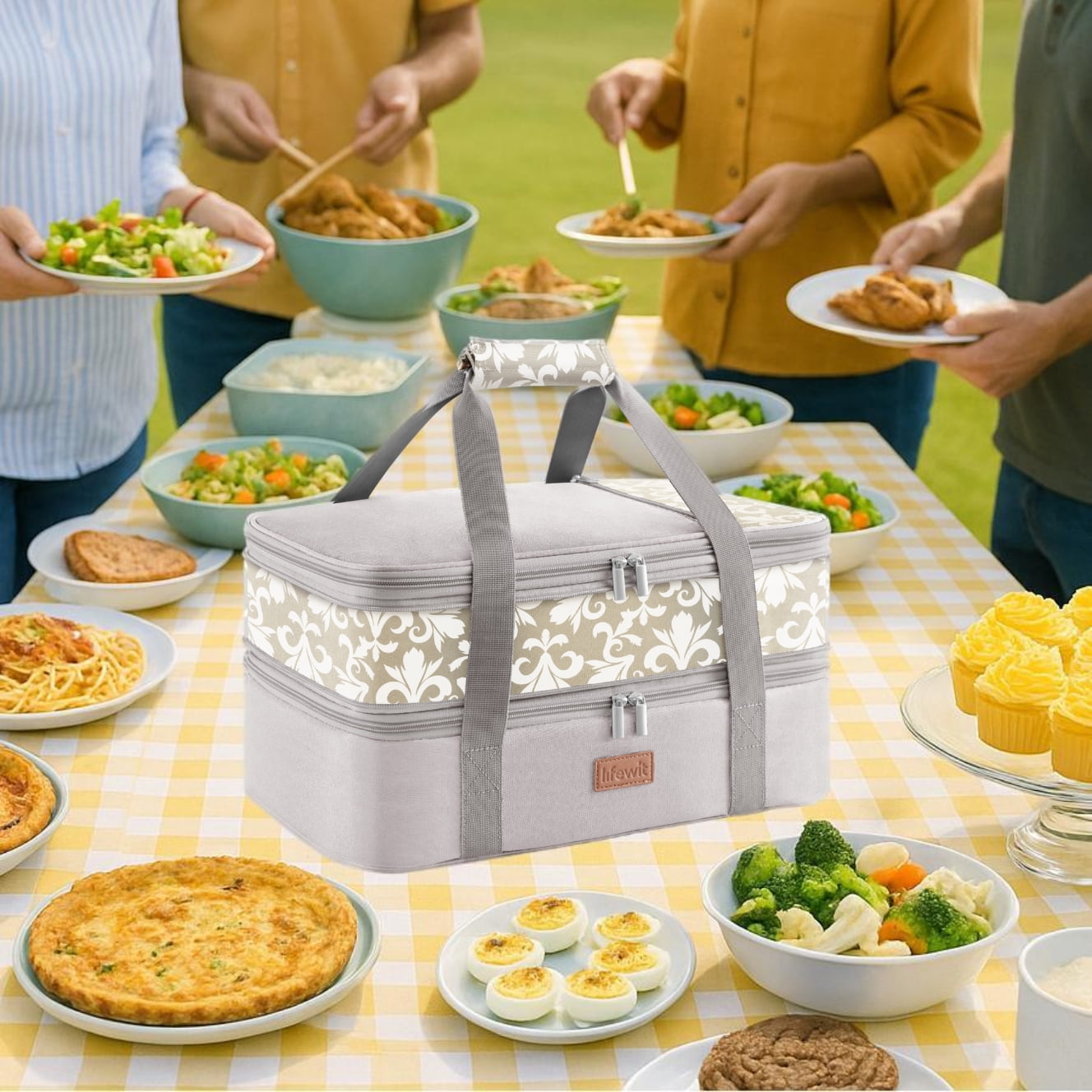 Expandable Insulated Casserole Carrier for Hot or Cold Food, Double ...