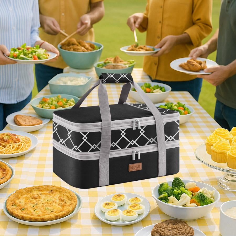Expandable Insulated Casserole Carrier for Hot or Cold Food, Double ...