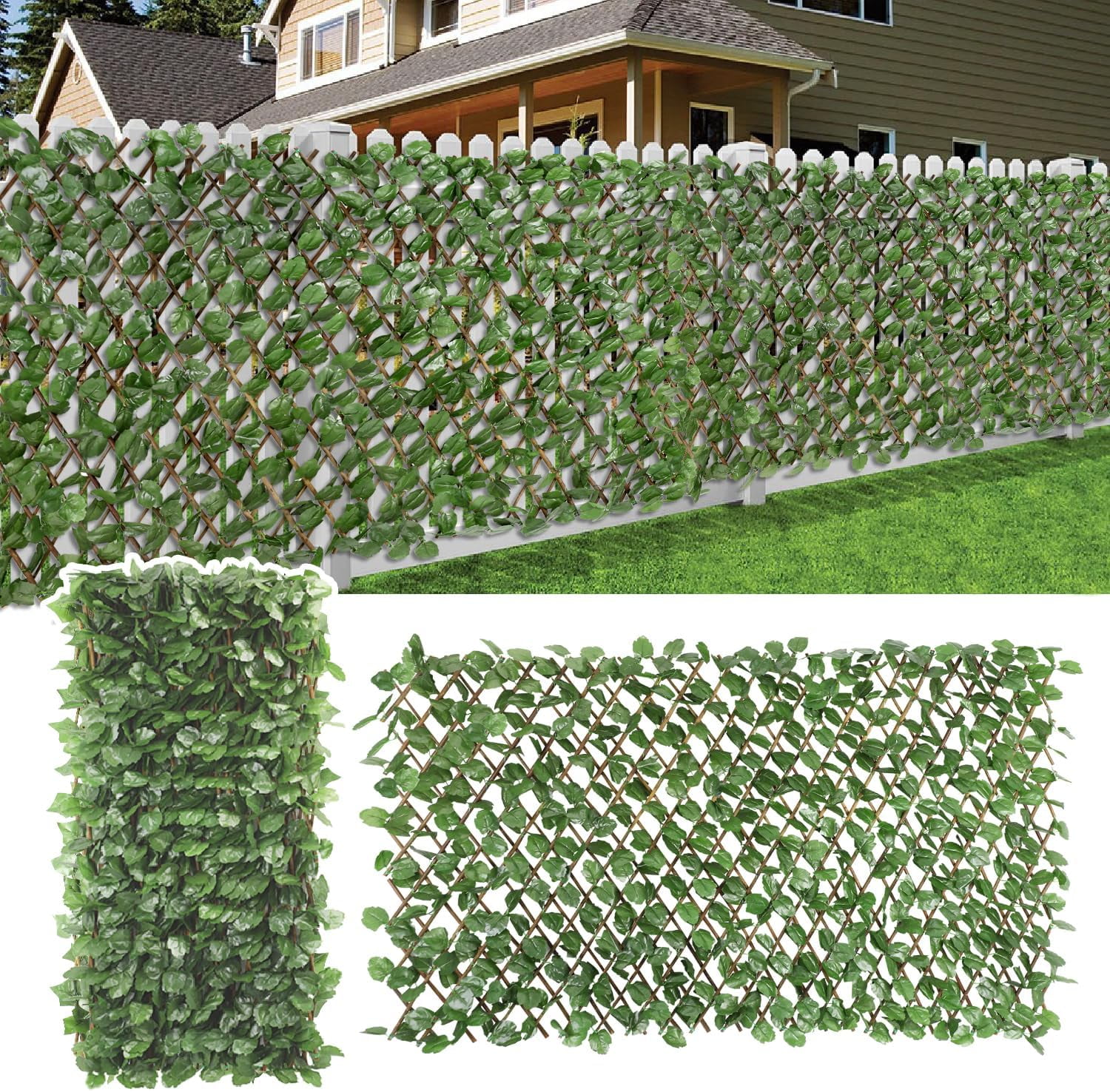 Expandable Ivy Fence Privacy Screen (3Packs) Artificial Greenery Wall ...