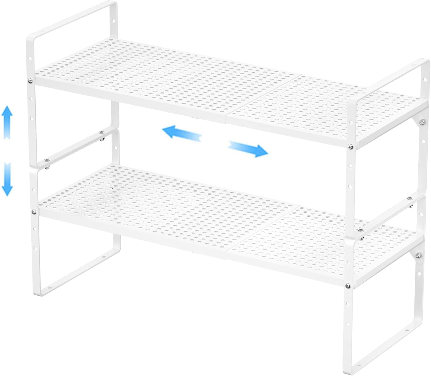 Expandable Kitchen Cabinet Shelf Organizer 2 Pack, Stackable Metal ...