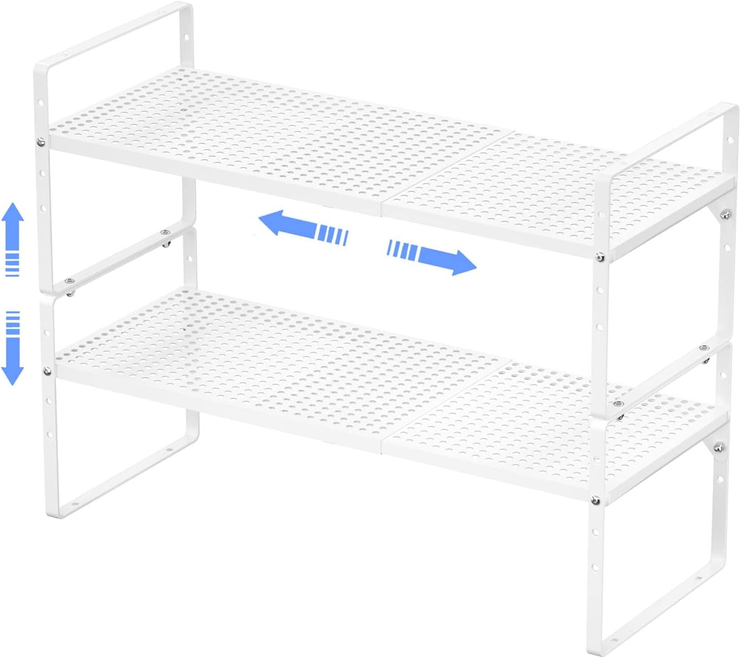 Expandable Kitchen Cabinet Shelf Organizers 2 Pack Stackable Metal ...