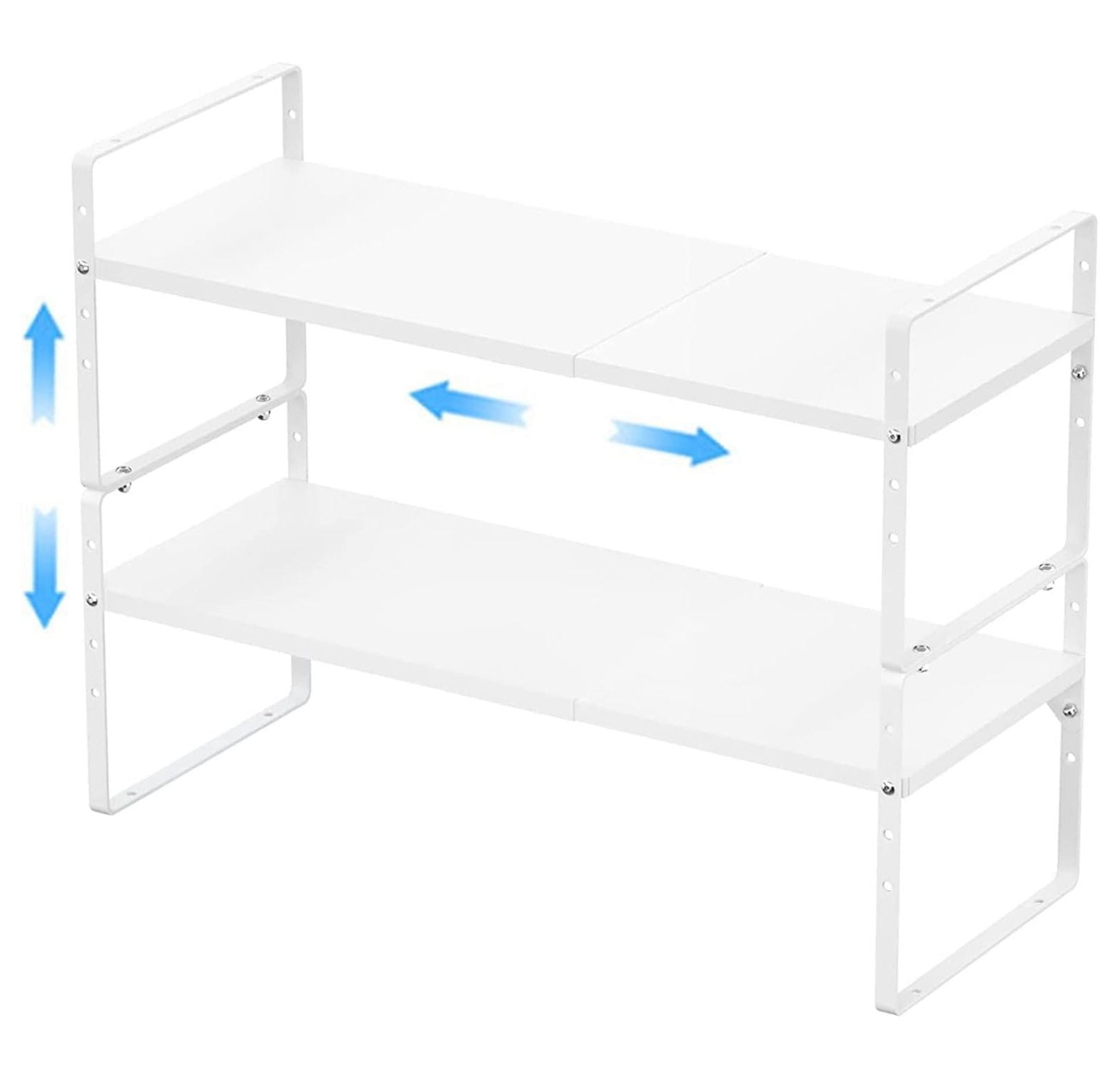 Expandable Kitchen Cabinet Shelf Organizers 2 Pack, Stackable Metal ...