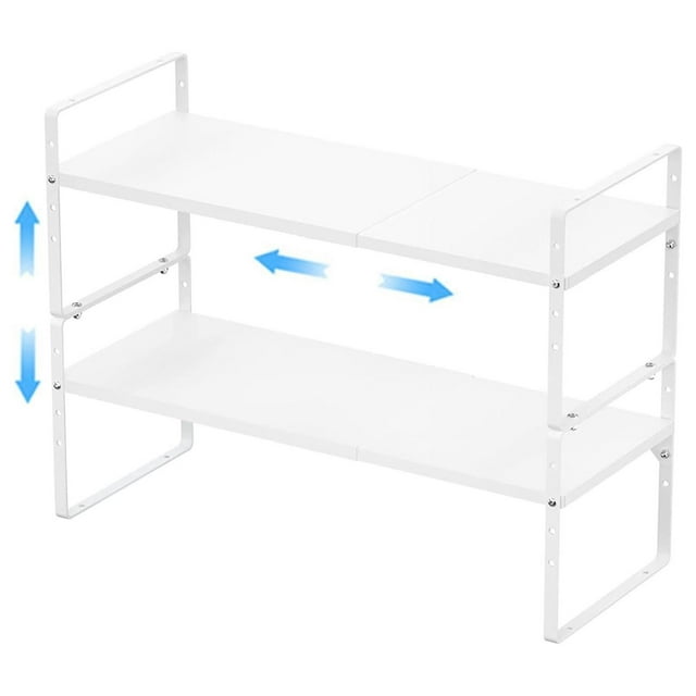 Expandable Kitchen Cabinet Shelf Organizers 2 Pack, Stackable Metal ...
