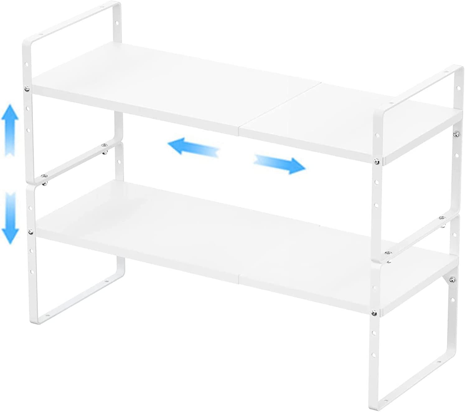 Expandable Kitchen Cabinet Shelf Organizers 2 Pack, Stackable Metal ...