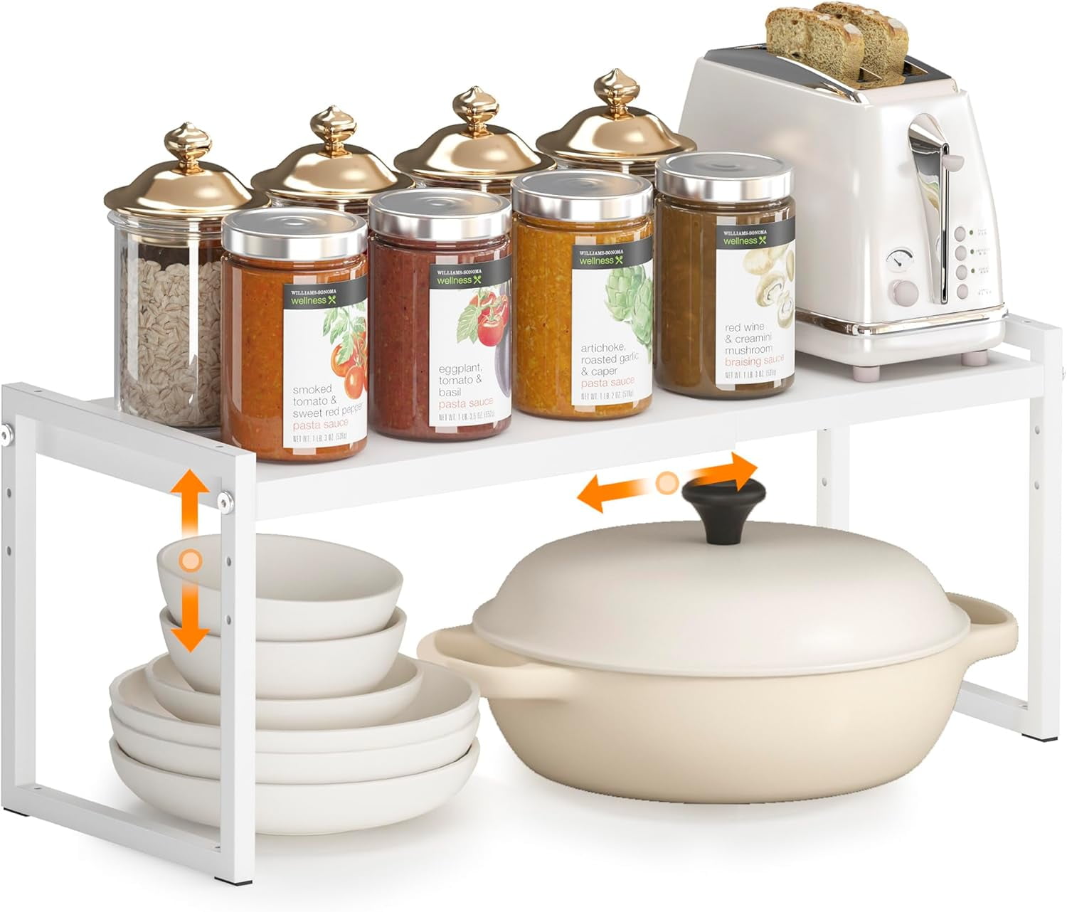 **expandable kitchen countertop organizer, stackable cabinet shelf ...