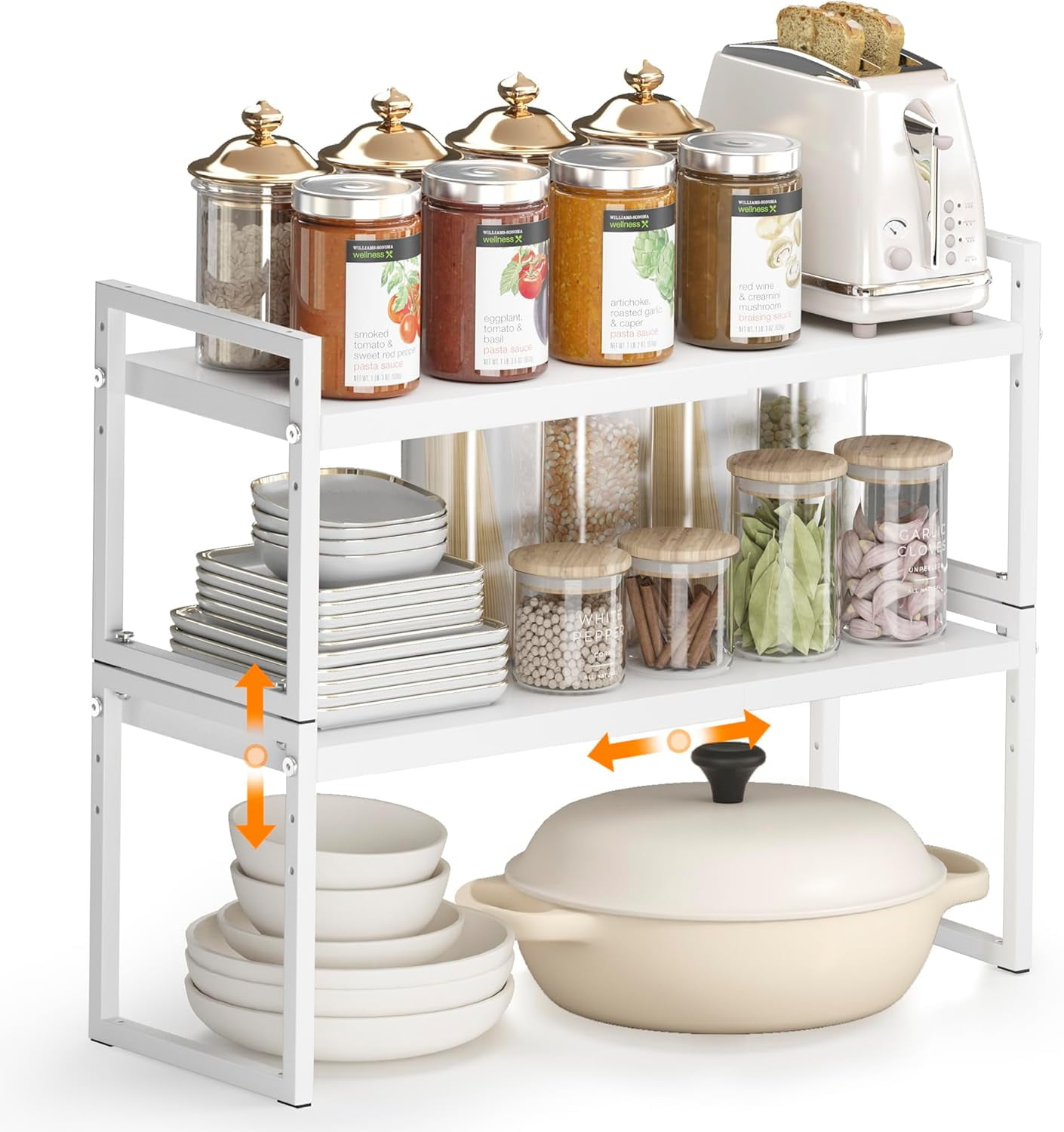 Expandable Kitchen Countertop Organizer, Stackable Cabinet Shelf ...