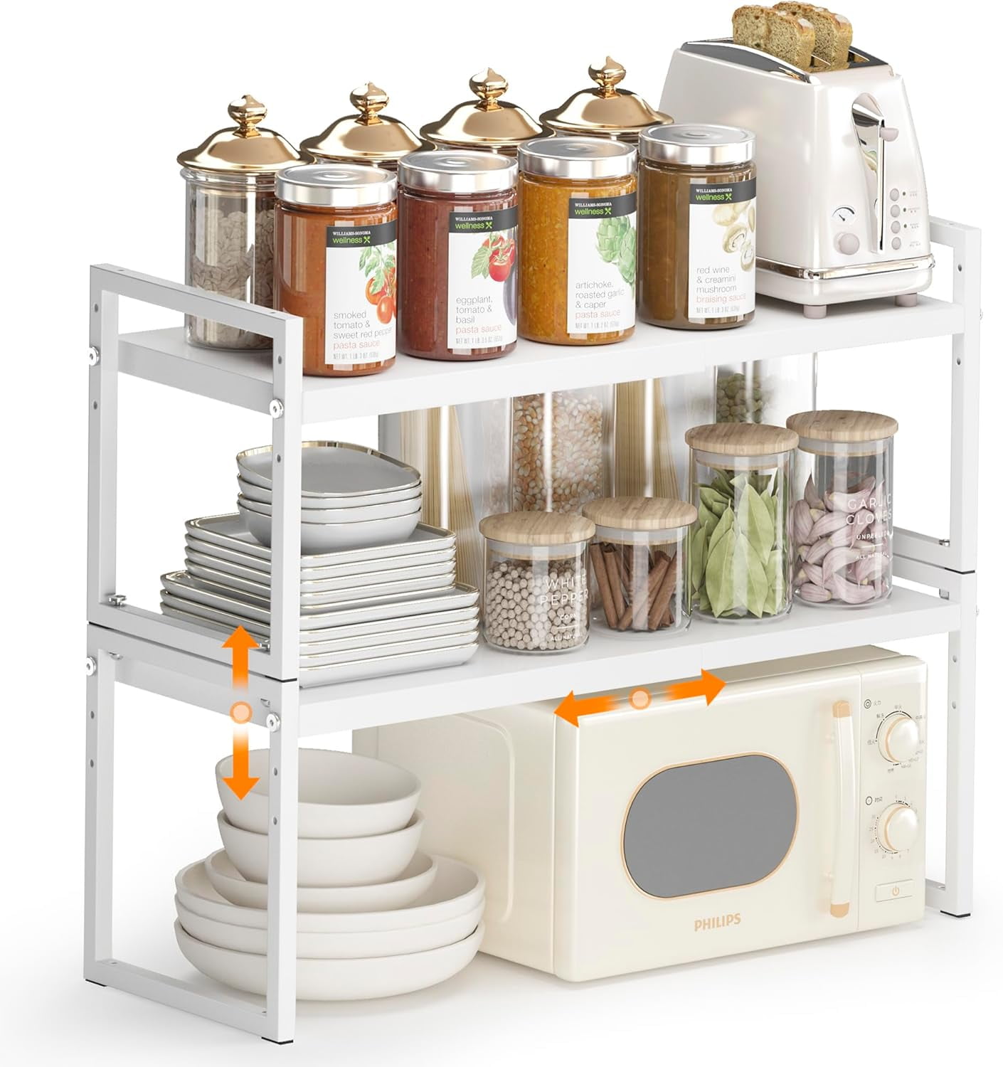 Expandable Kitchen Countertop Organizer, Stackable Cabinet Shelf ...