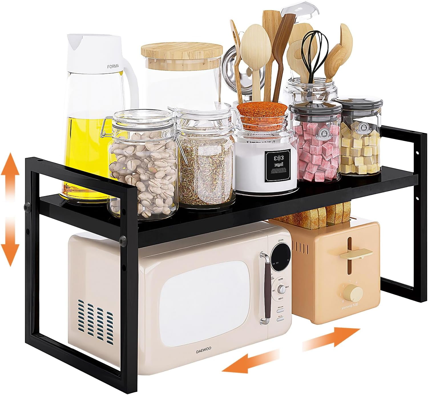 Expandable Kitchen Countertop Organizer, Stackable Cabinet Shelf ...
