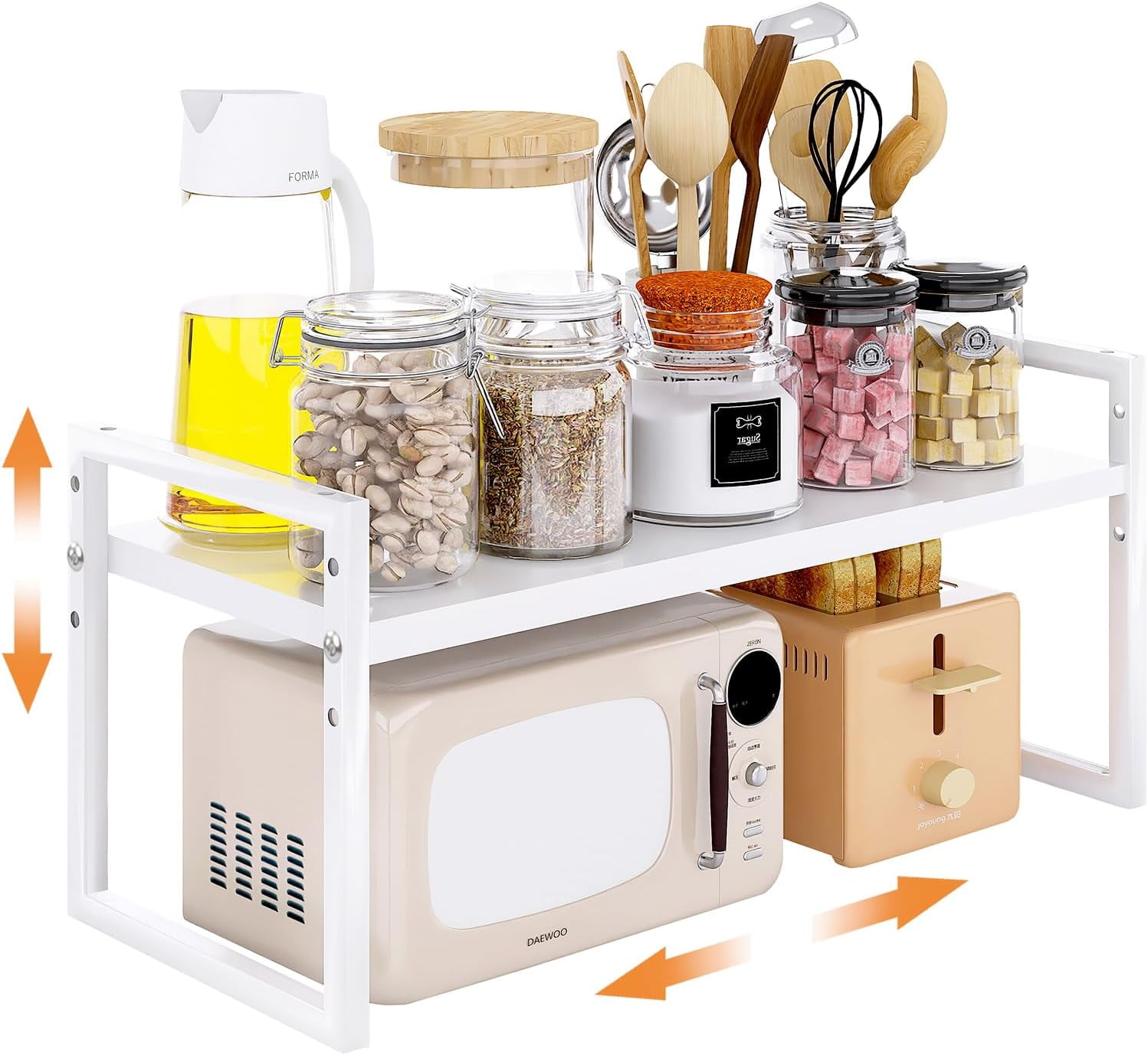 Expandable Kitchen Countertop Organizer, Stackable Cabinet Shelf ...