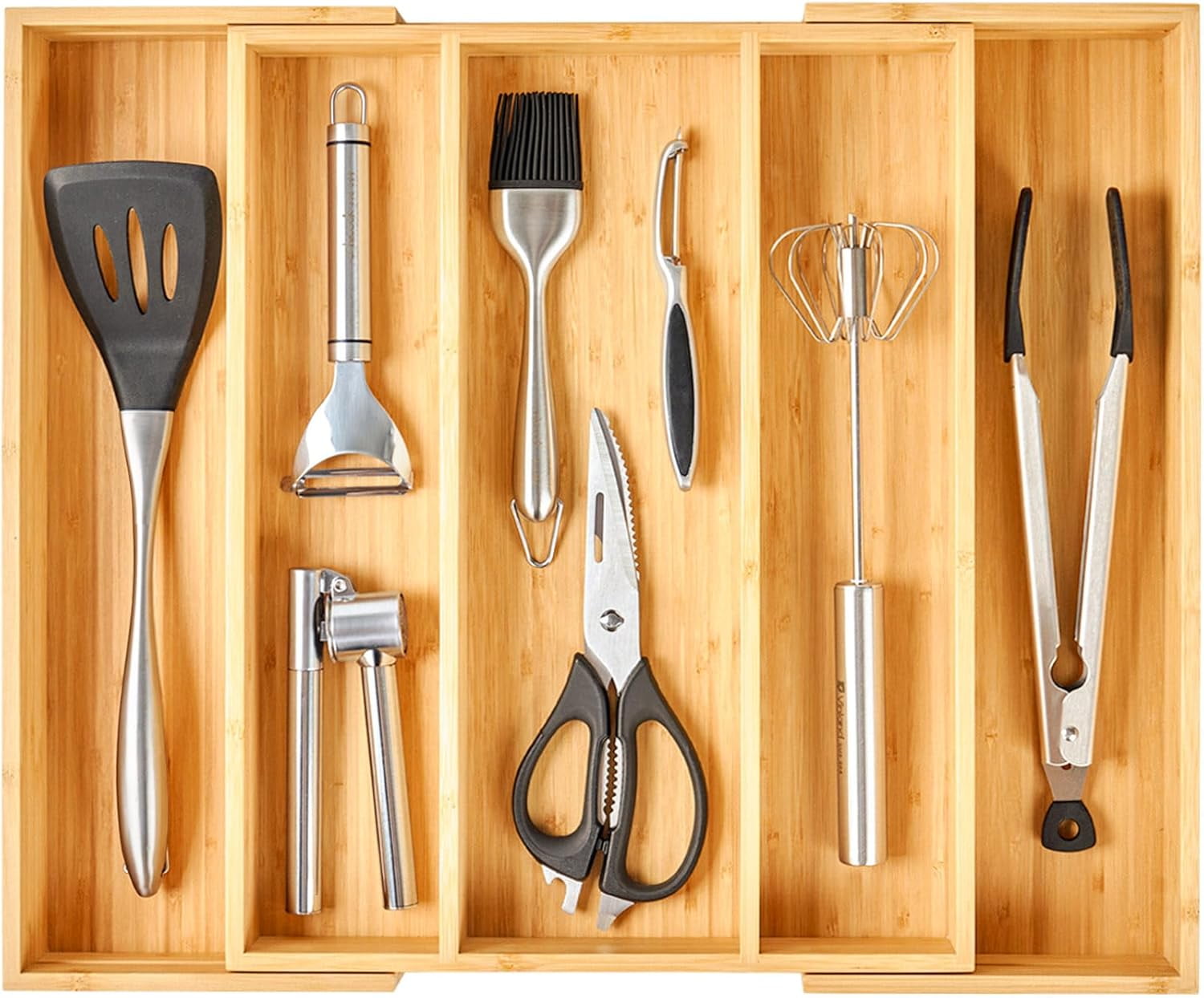 Expandable Kitchen Drawer Organizer, 2.5" High Bamboo Utensils ...