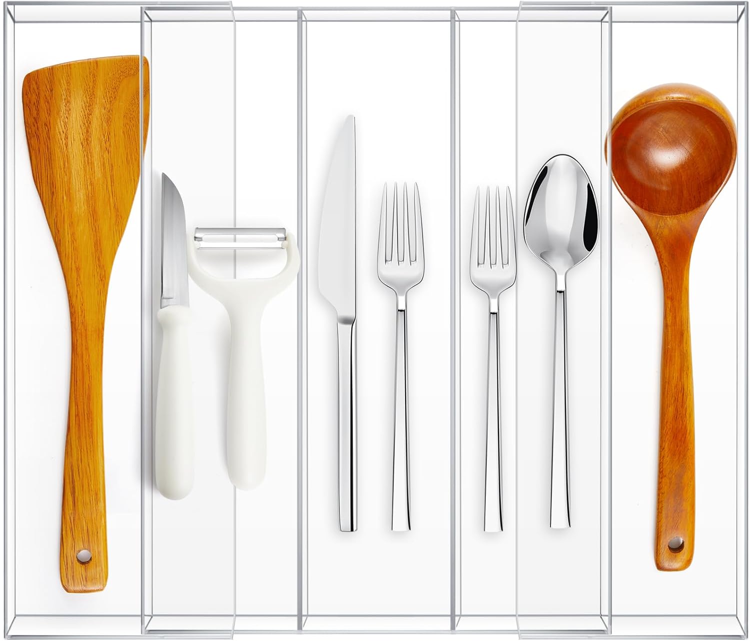 Expandable Kitchen Drawer Organizer Clear Acrylic Utensil Organizer ...