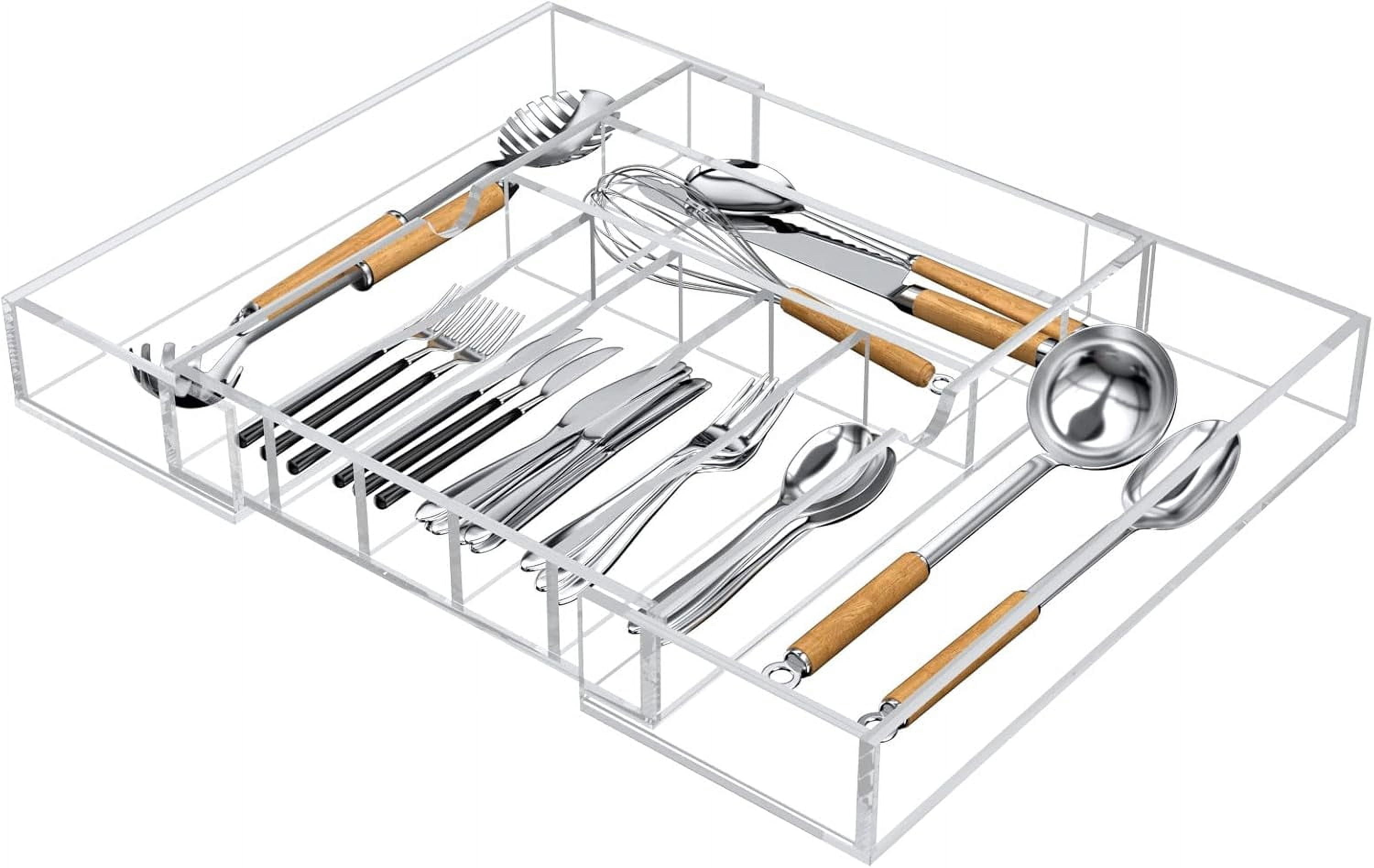 Expandable Kitchen Drawer Organizer for Flatware and Utensils,Clear ...