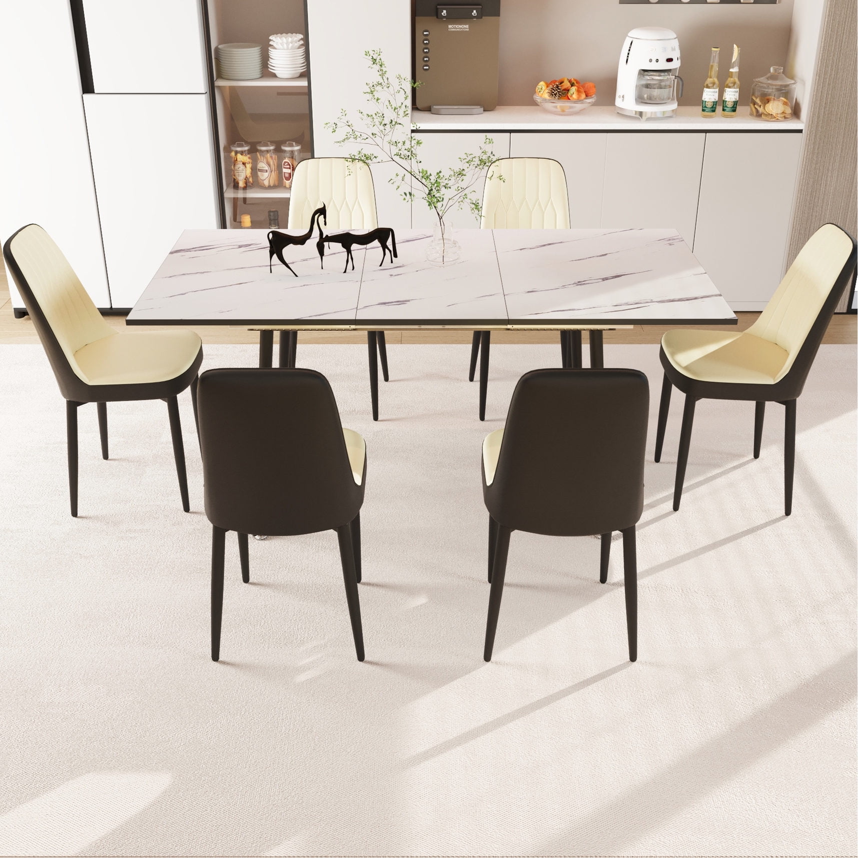 Expandable Medieval Square Dining Table with Black Metal Legs / Vast ...