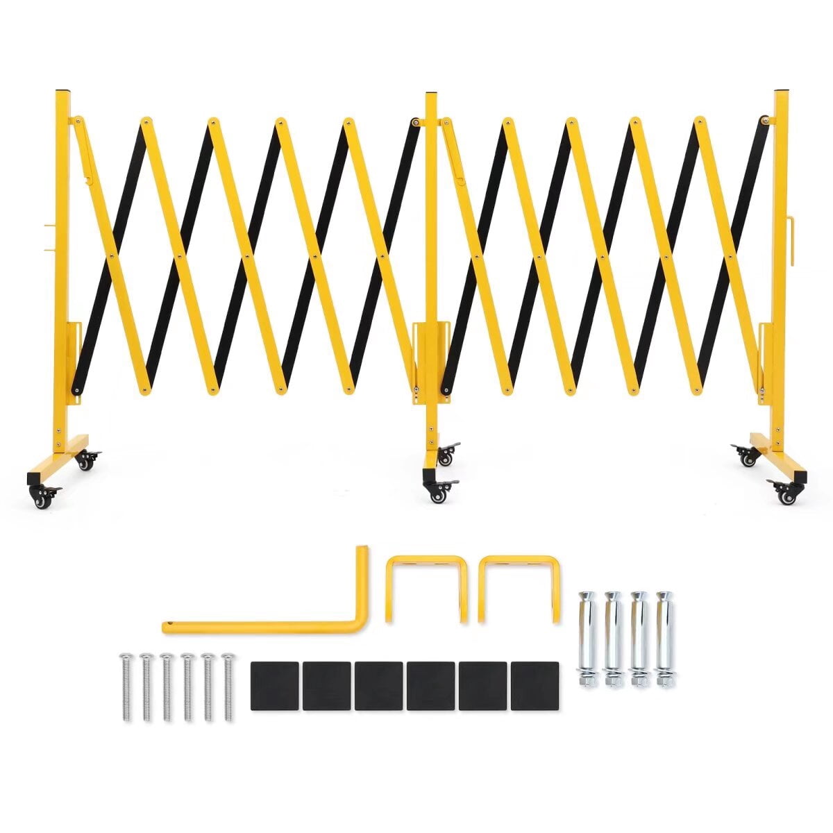 Expandable Metal Barricade, 16FT Folding Security Gate with Wheels ...