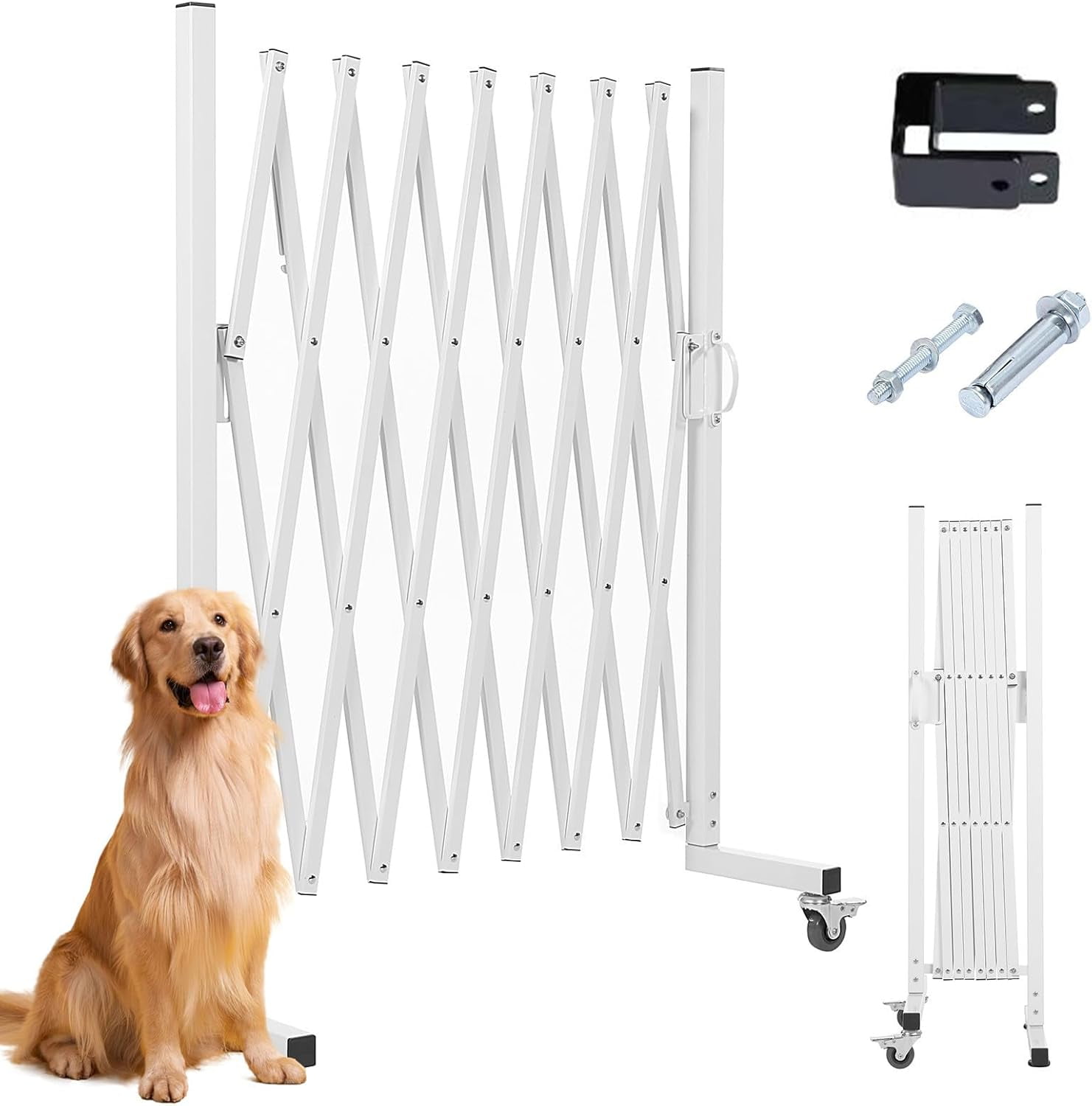 Expandable Metal Dog Gates for Stairs, 7.2ft Long Foldable Fence ...