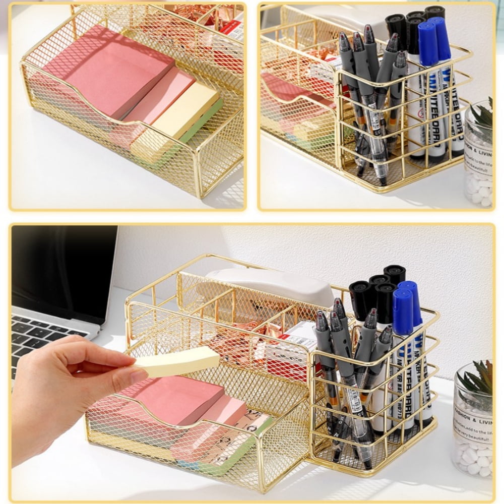 Expandable Metal Drawer Organizer - Adjustable Tray for Desk Office ...