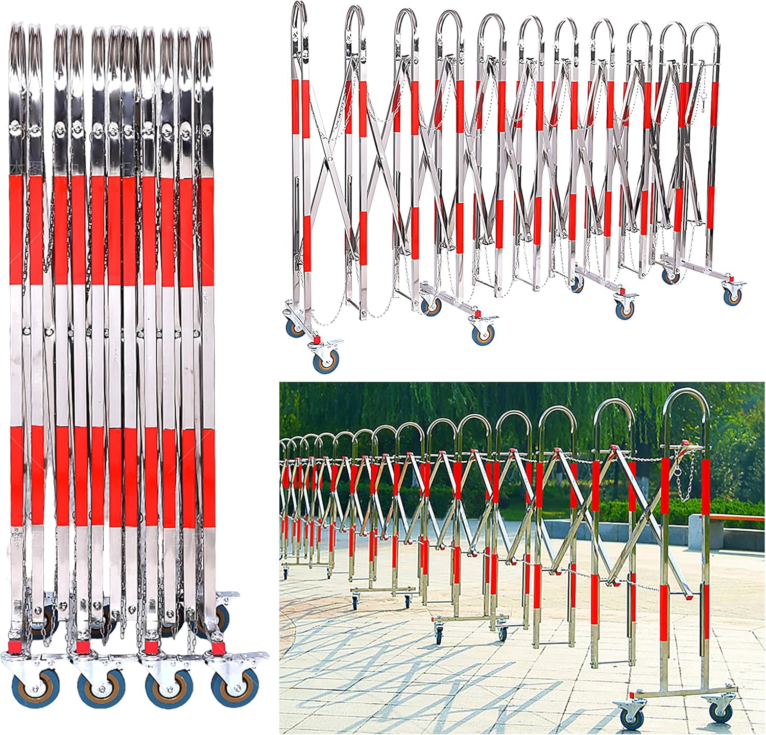 Expandable Metal Gate, 16 Feet Wide Folding Driveway Security Gates ...