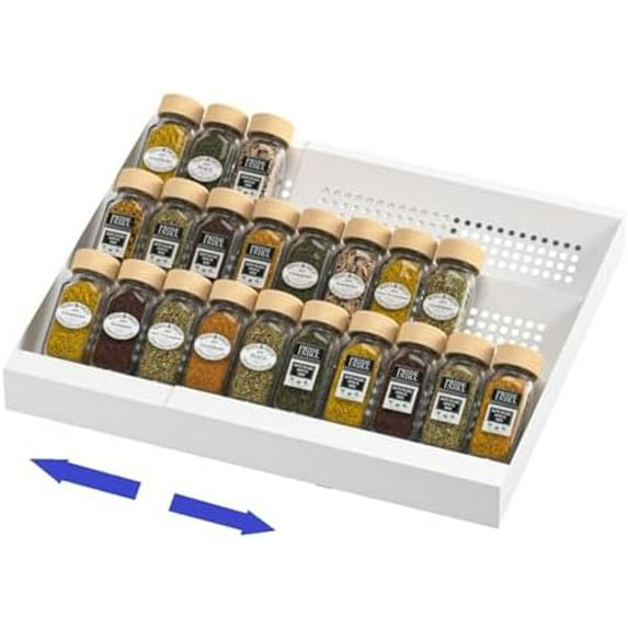 Expandable Metal Spice Drawer Organizer,3-Tier,Slanted Seasoning Jars ...