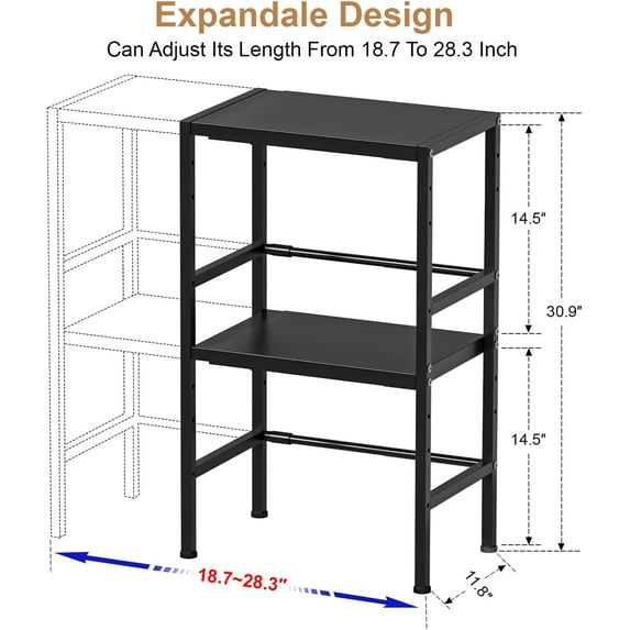 Expandable Metal Storage Shelves, 2 Tier Heavy Duty Metal Shelving Unit ...