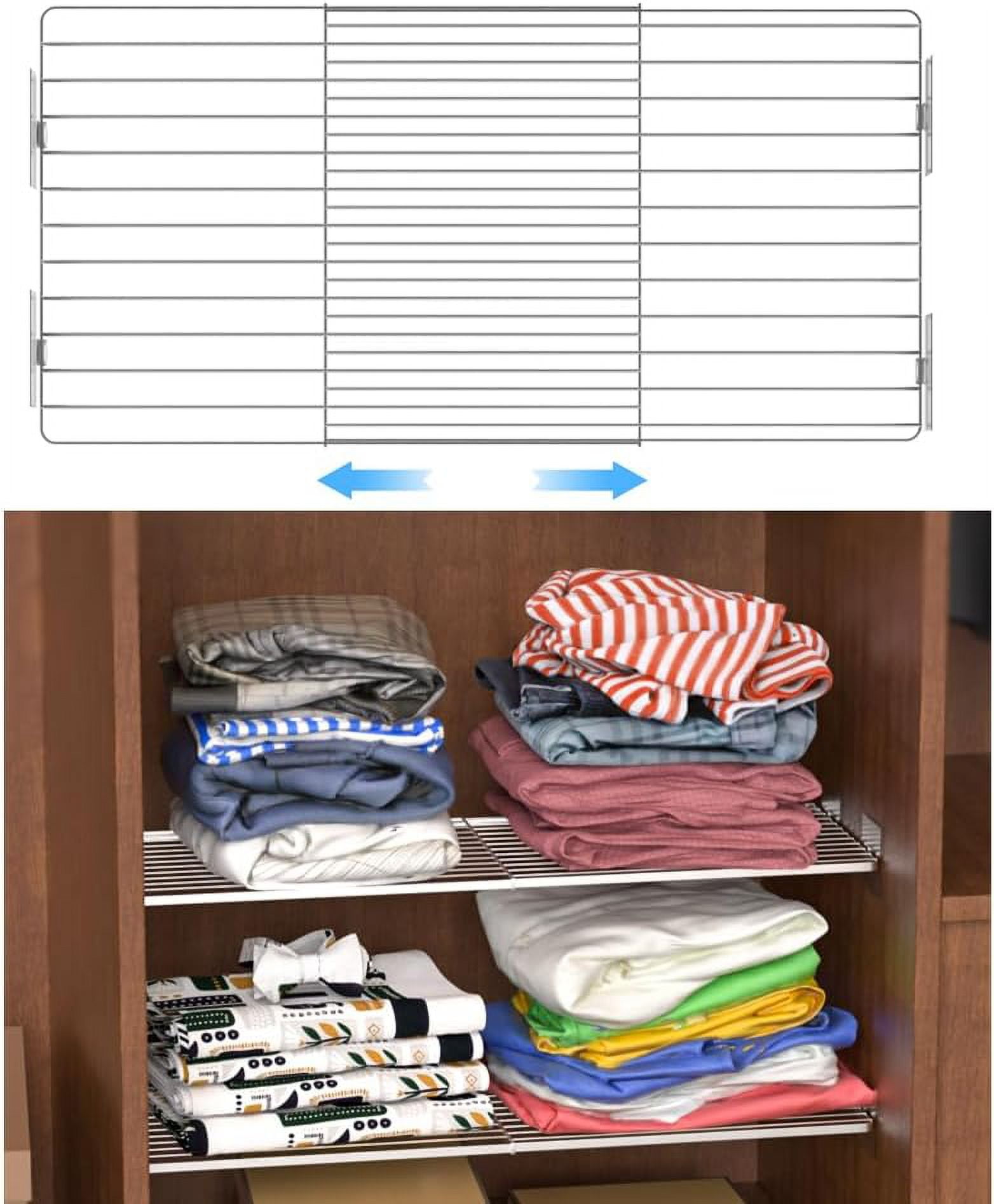 Expandable Metal Wire Storage Shelf, Adjustable Width Closet Organizer ...