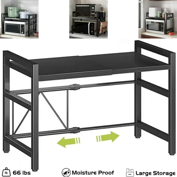 CONSDAN Microwave Stand, USA Grown Hickory Microwave Shelf, Wooden ...