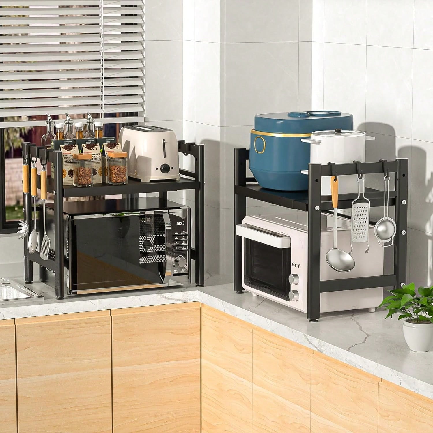 Expandable Microwave Rack - Space Saving Countertop Organizer, Kitchen ...