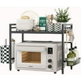 Expandable Microwave Stand,2 Tier Metal Kitchen Countertop Organizer ...