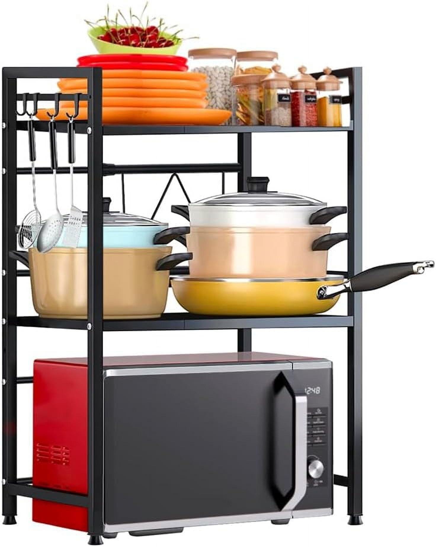 Expandable Microwave Stand, Extendable Metal Microwave Oven Rack Shelf ...